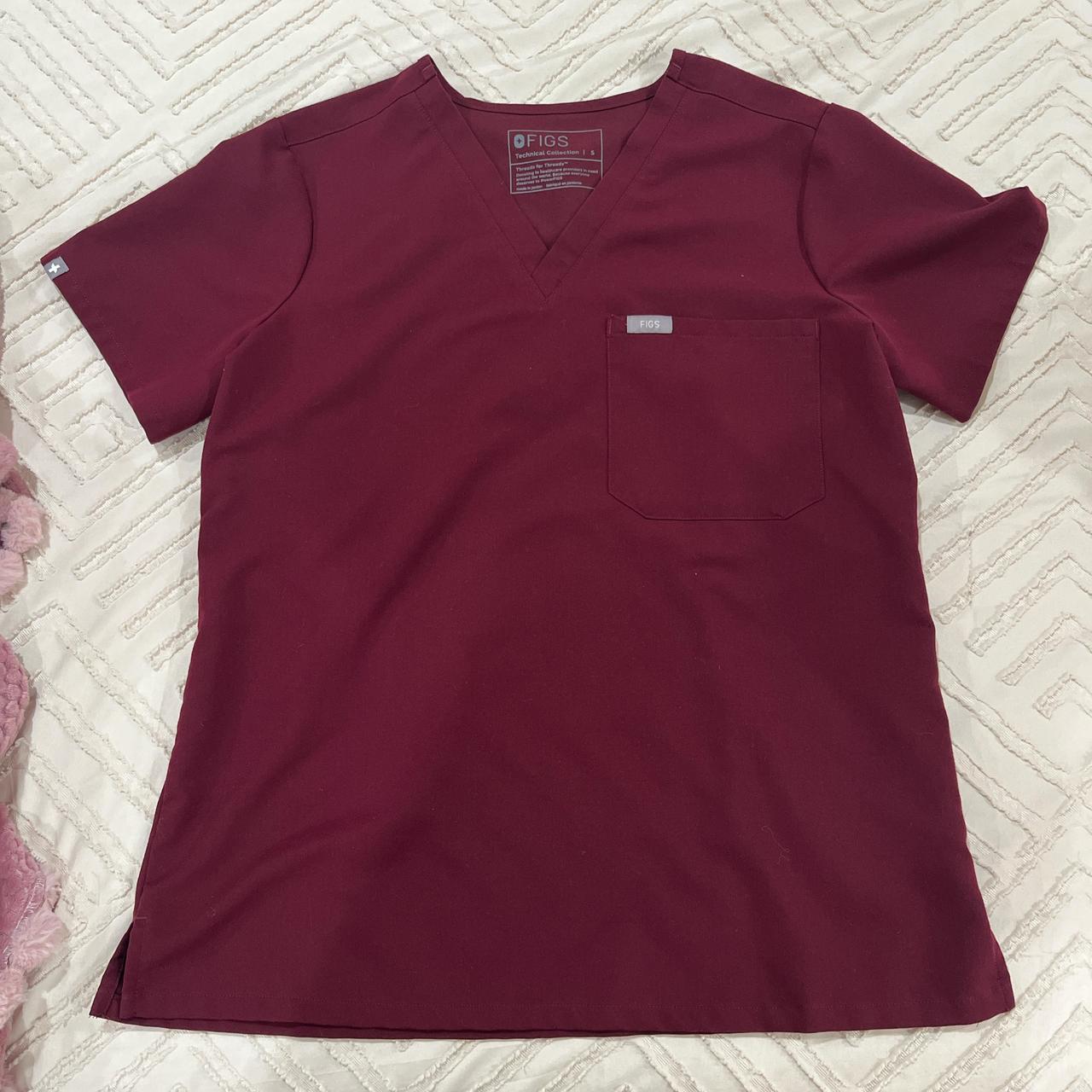 FIGS MAROON SCRUB TOP SIZE SMALL Excellent... | Depop