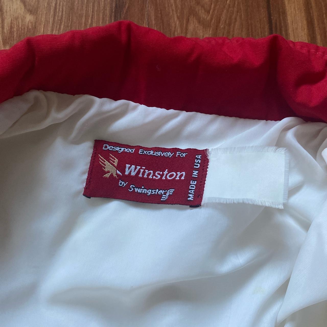 Vintage white Winston racing team jacket with red... - Depop