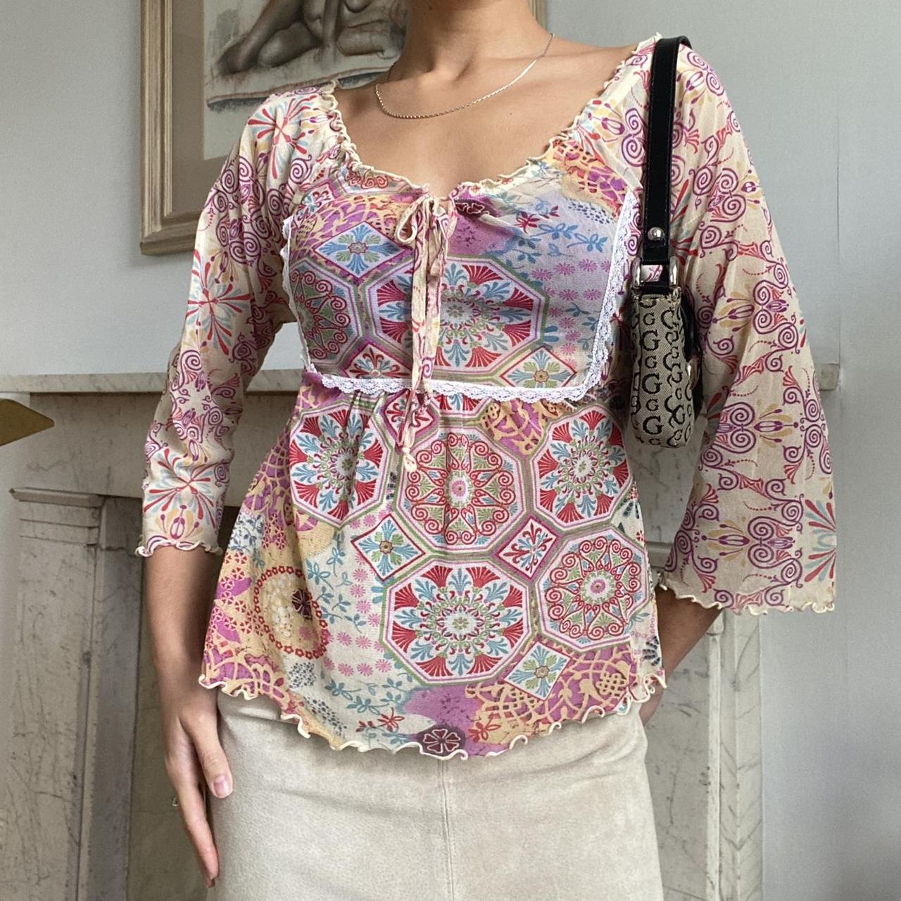 Y2K mesh top Stunning vintage early 2000s mesh boho... - Depop