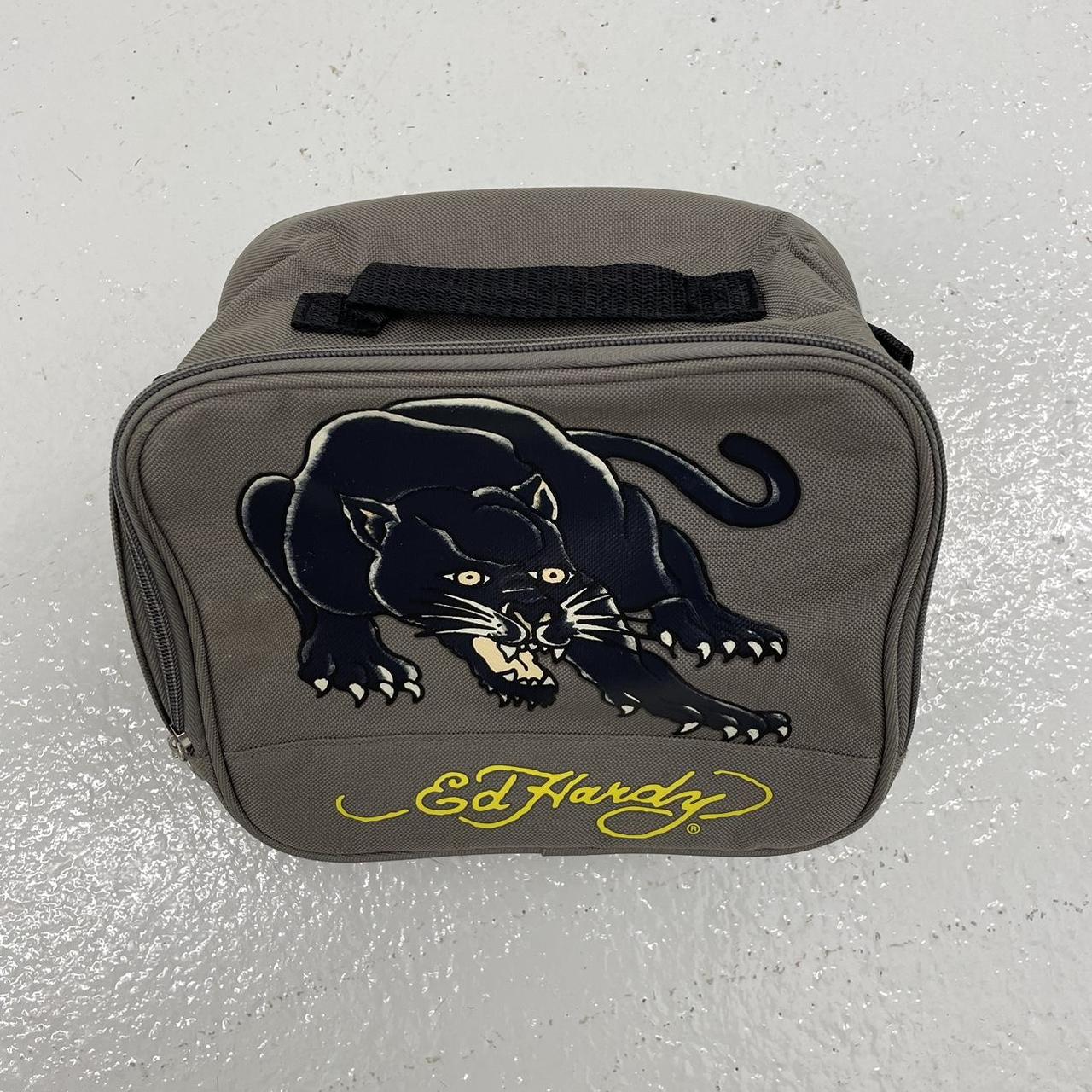 Ed Hardy grey green Lunch Box Panther Purse Handbag... - Depop