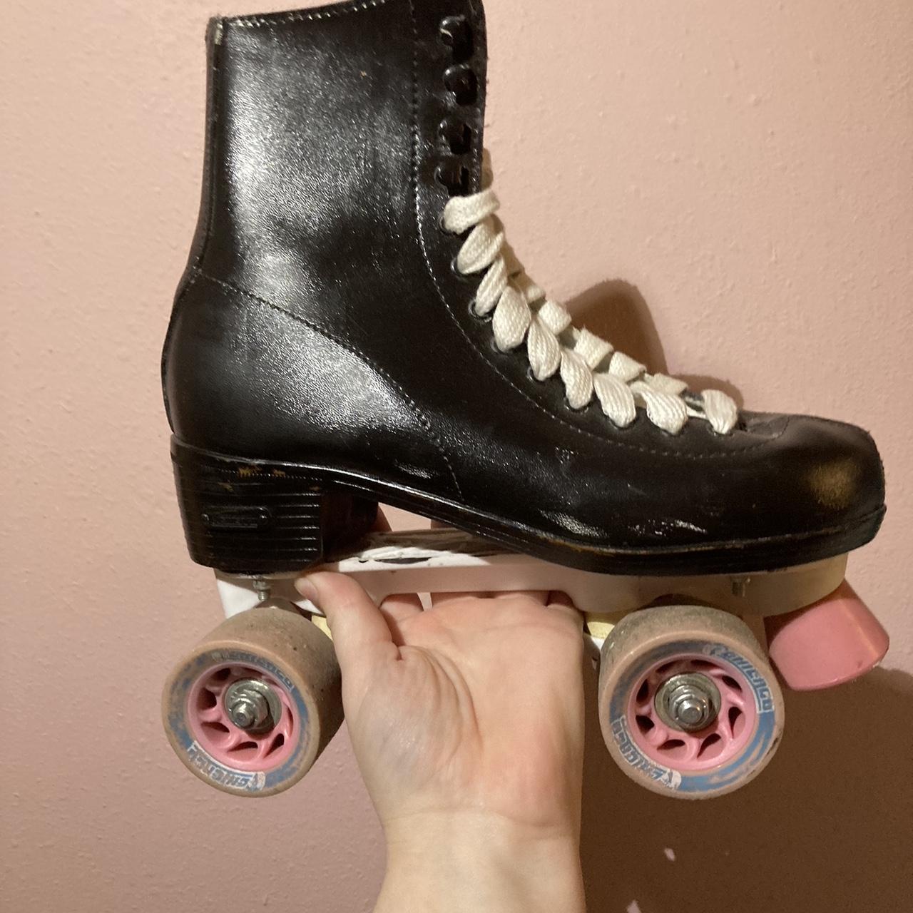 Painted blacked retro roller skates US 7/ EUR 38 - Depop