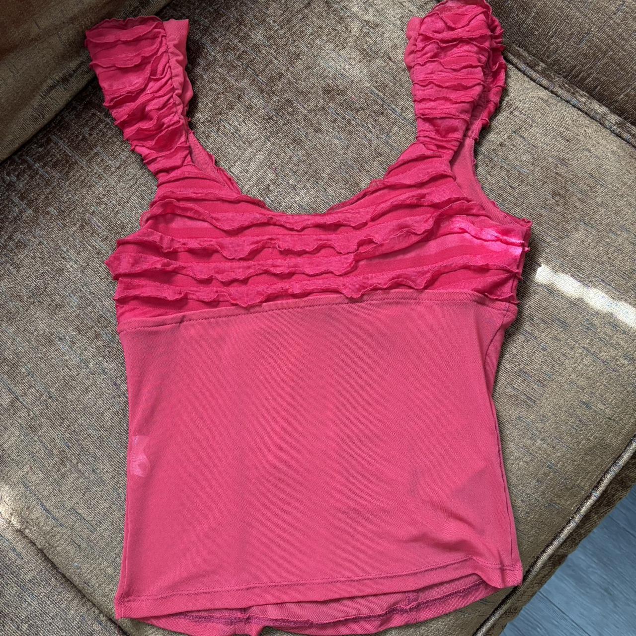 Red ruffle lace top , only worn once in perfect... | Depop