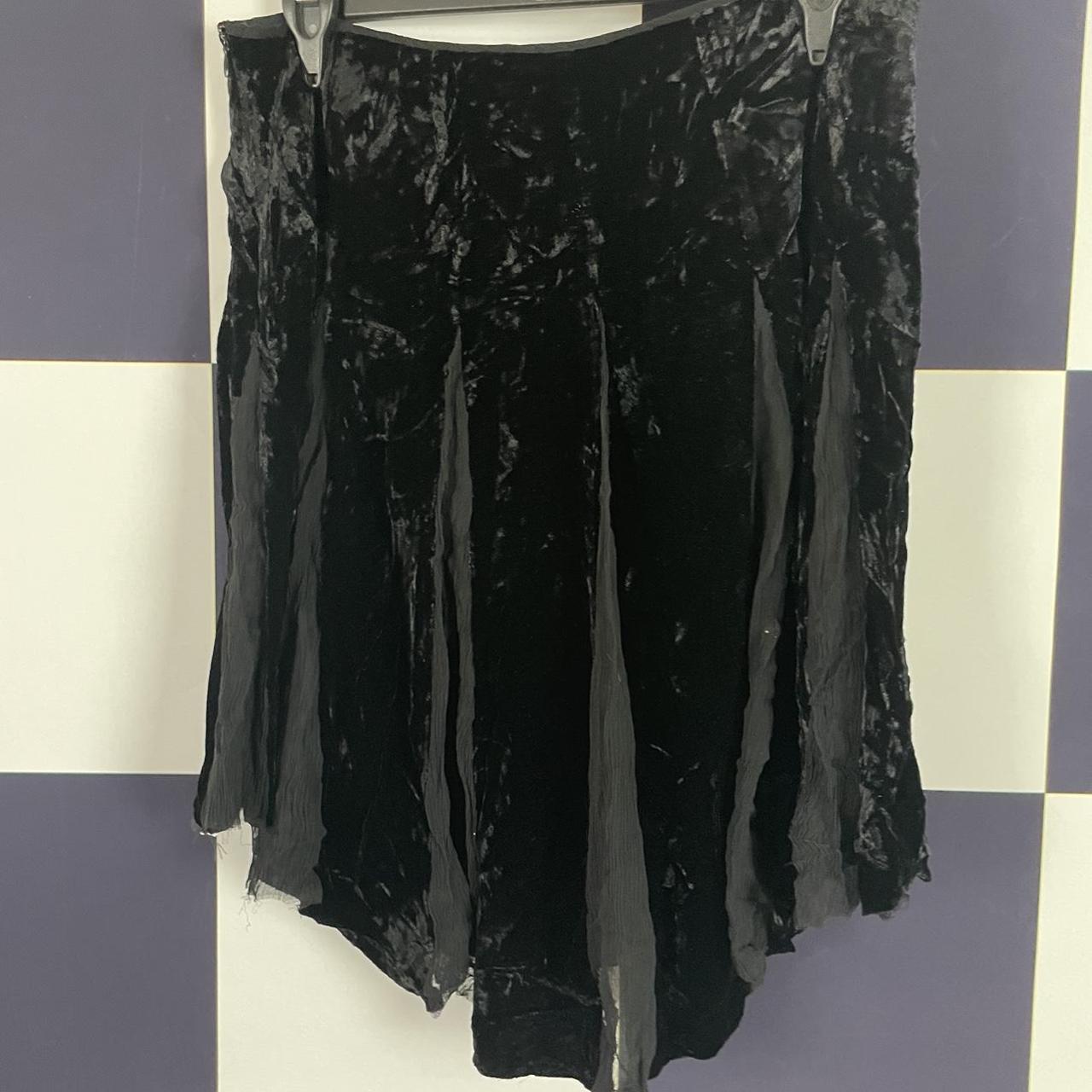 Basque Velvet Layered Raw Hem Skirt Size... - Depop