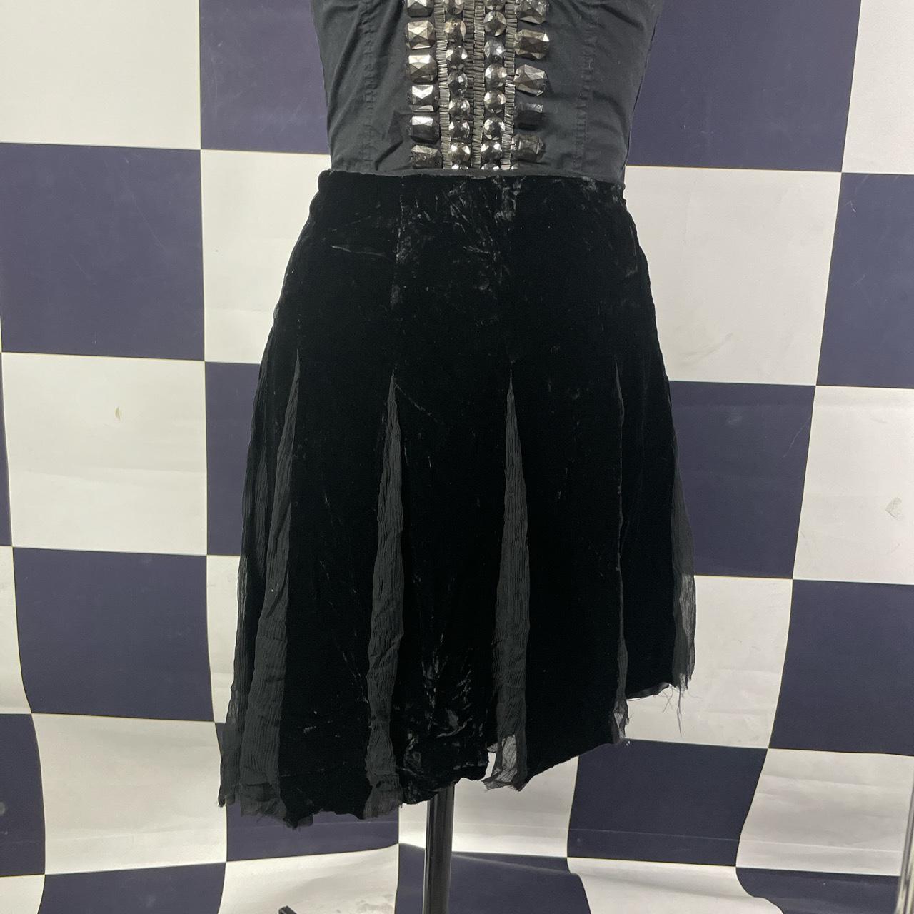 Basque Velvet Layered Raw Hem Skirt Size... - Depop