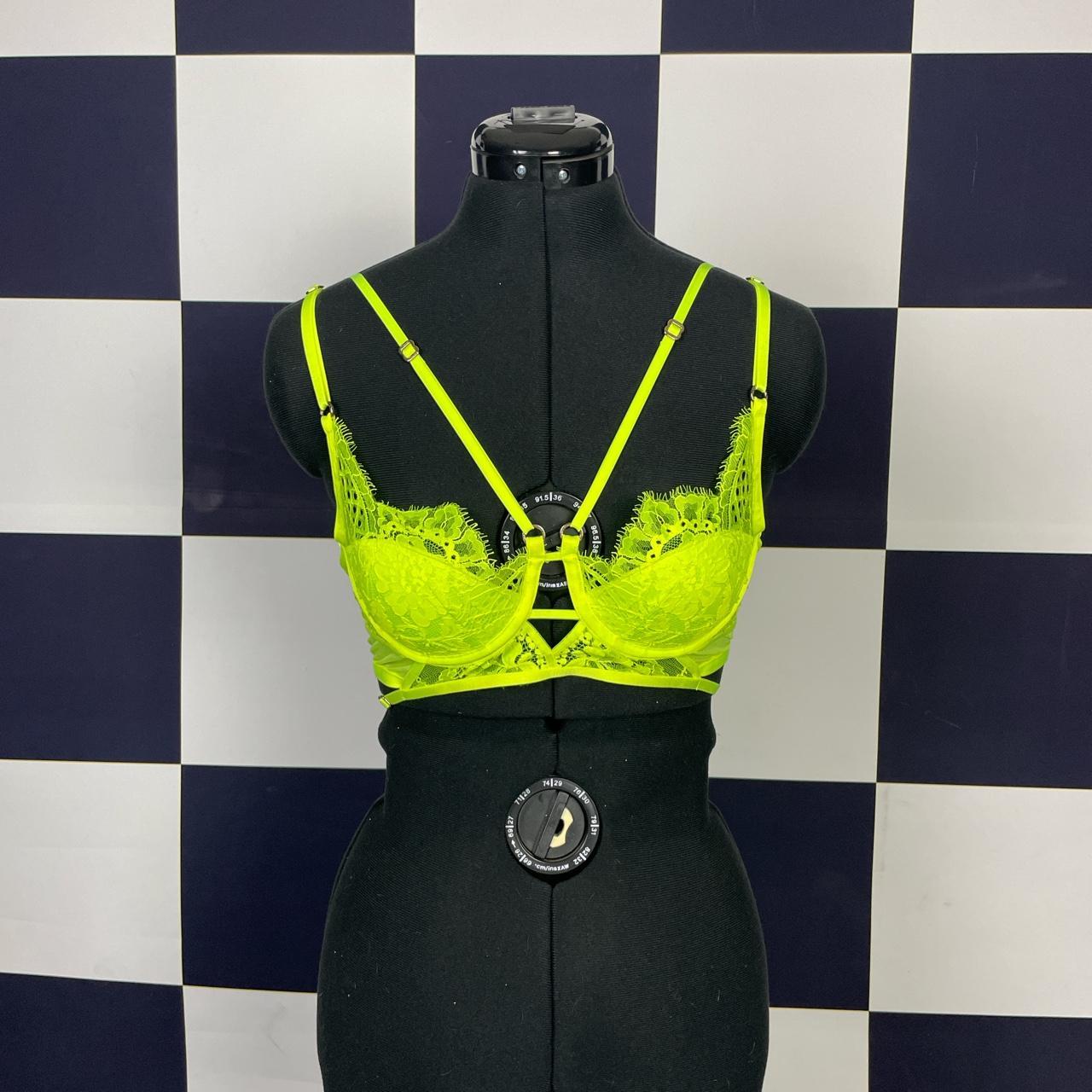 Honey Birdette Push Up Vanessa Neon Yellow Bra size... - Depop