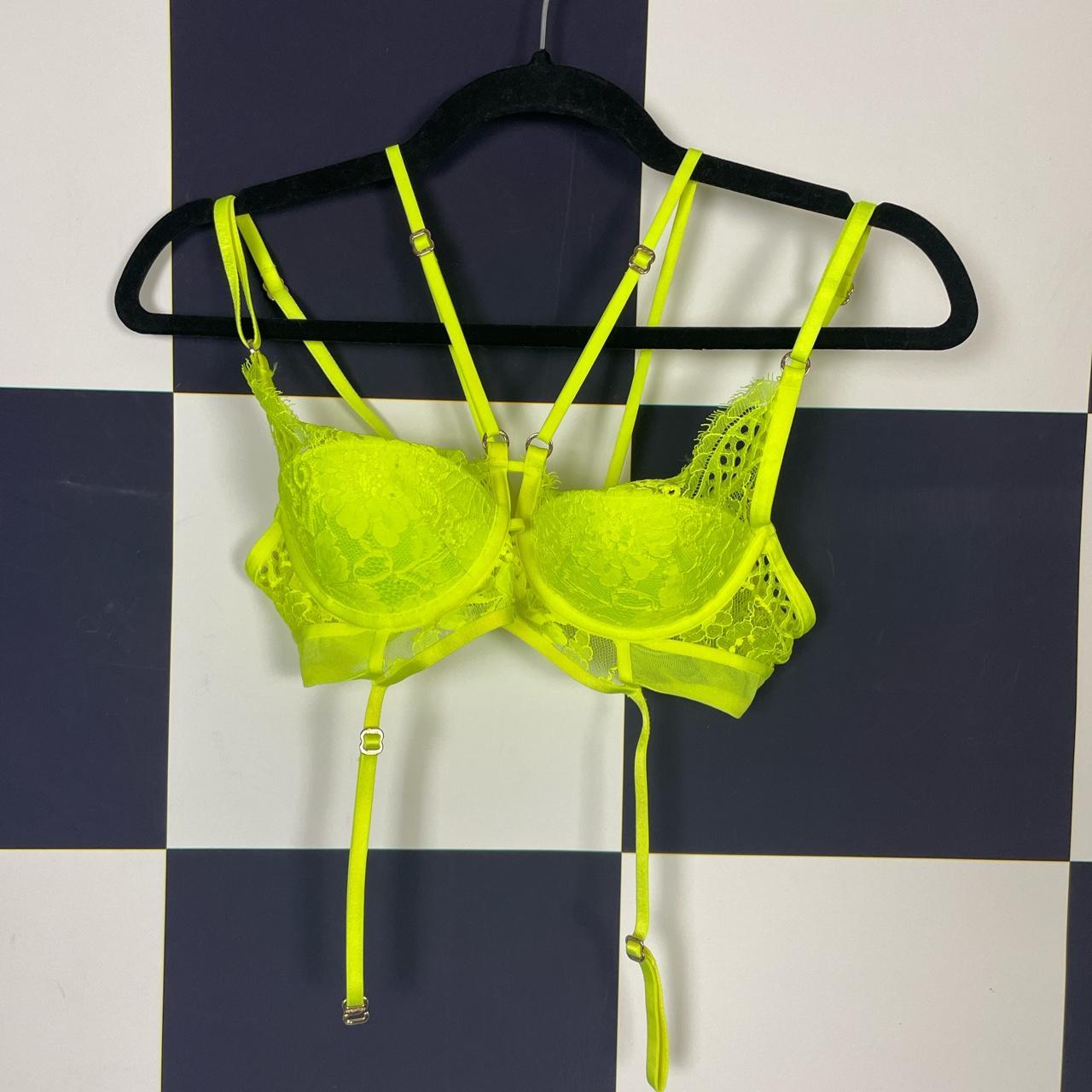 Honey Birdette Push Up Vanessa Neon Yellow Bra size... - Depop
