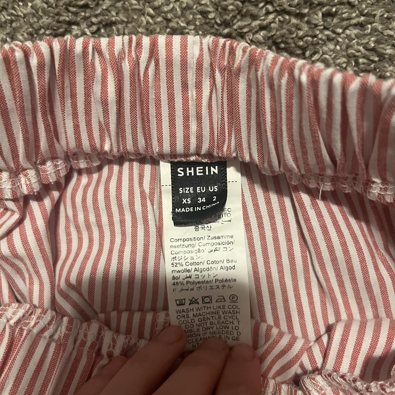 shein striped linen shorts very nice quality too big... - Depop