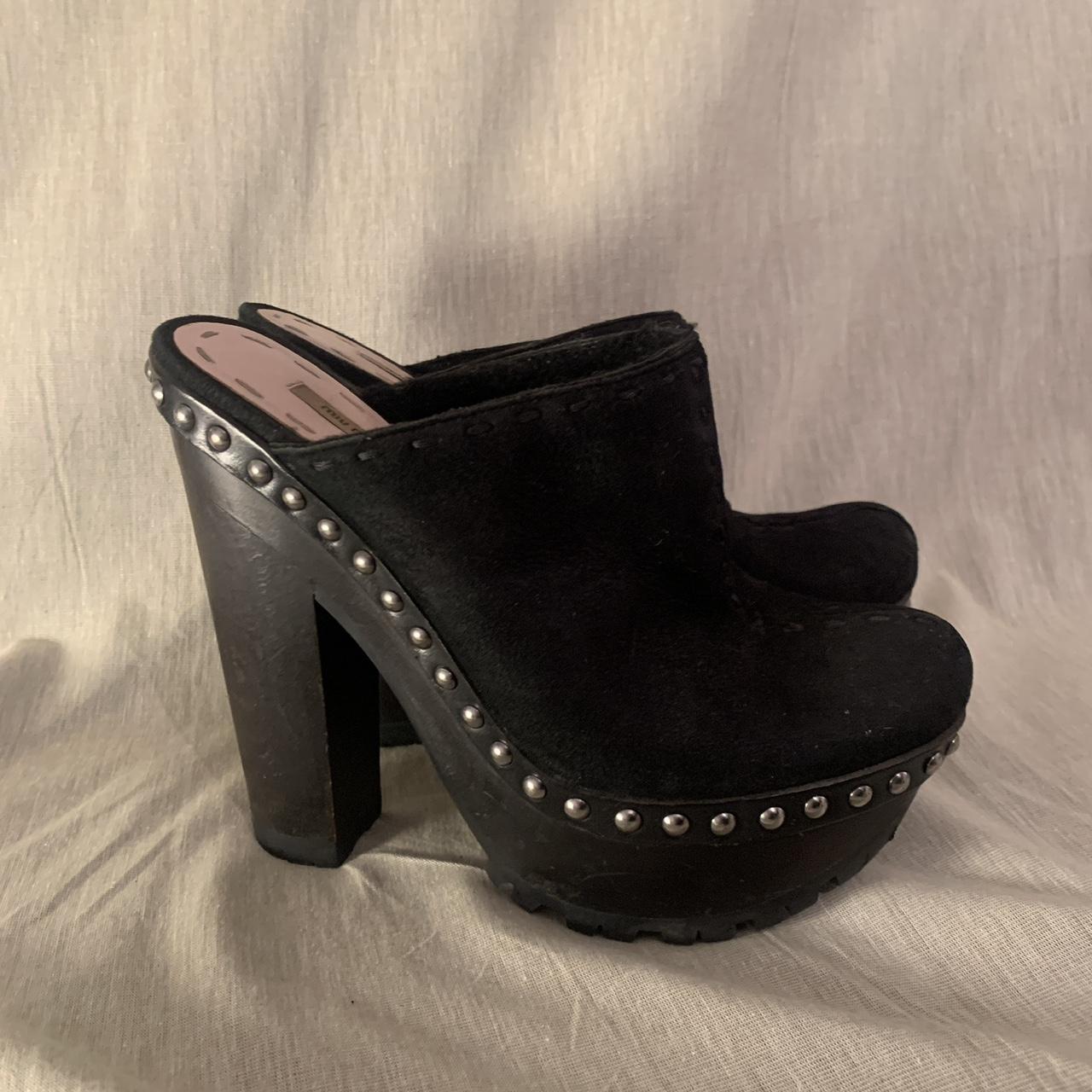 Miu Miu Women's Black Clogs | Depop