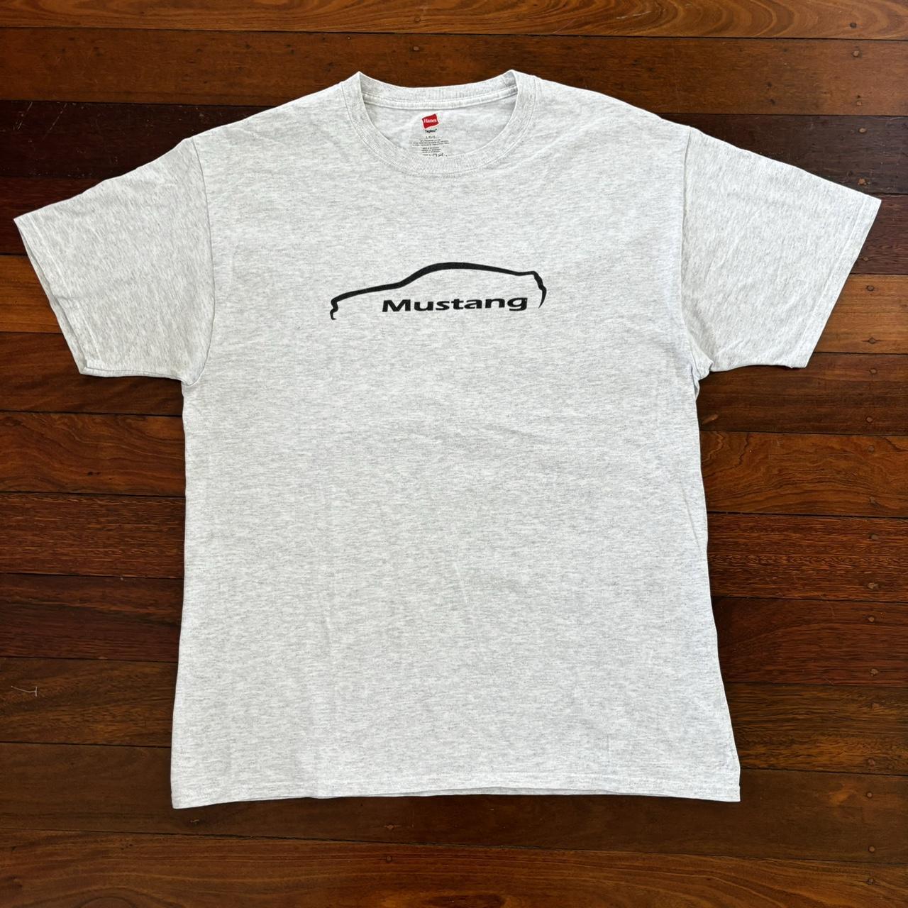 Vintage 00s Mustang Boxy Grey Heavyweight Graphic... - Depop