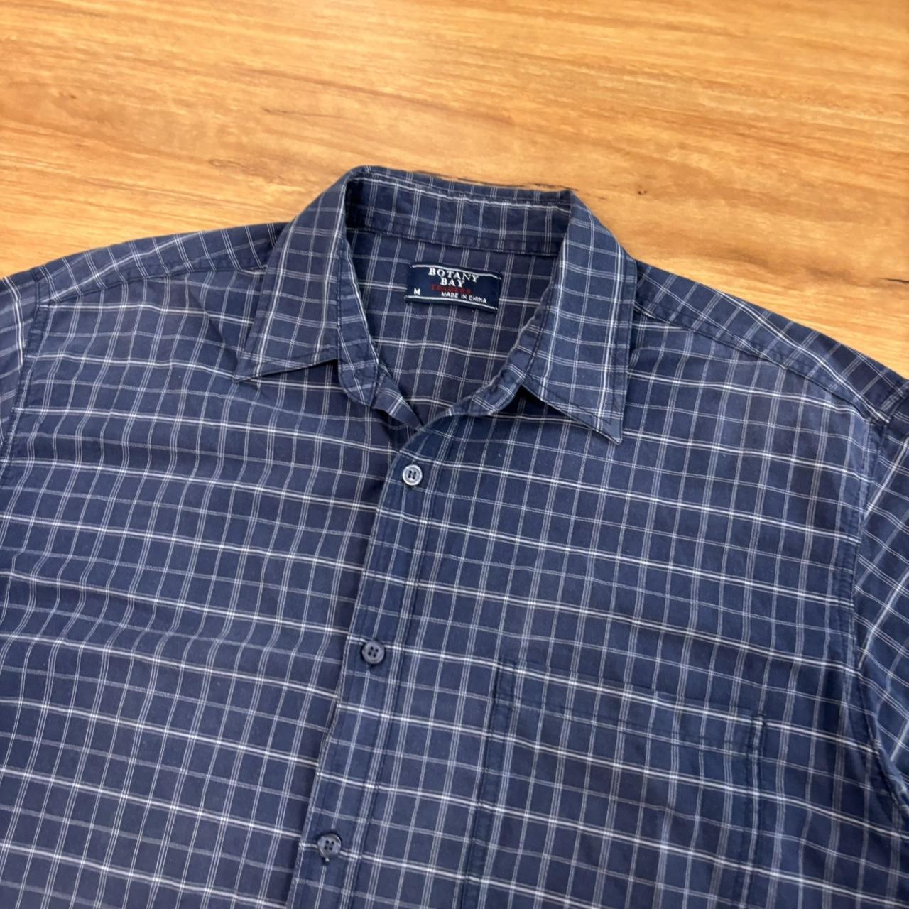 Vintage 00s BBT Boxy Blue Textured Checkered Plaid... | Depop