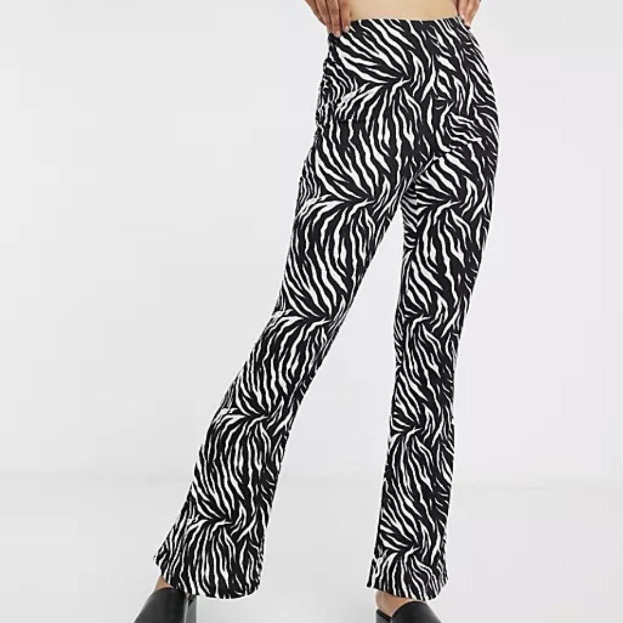 TOPSHOP crinkle zebra print flares / flared trousers... - Depop