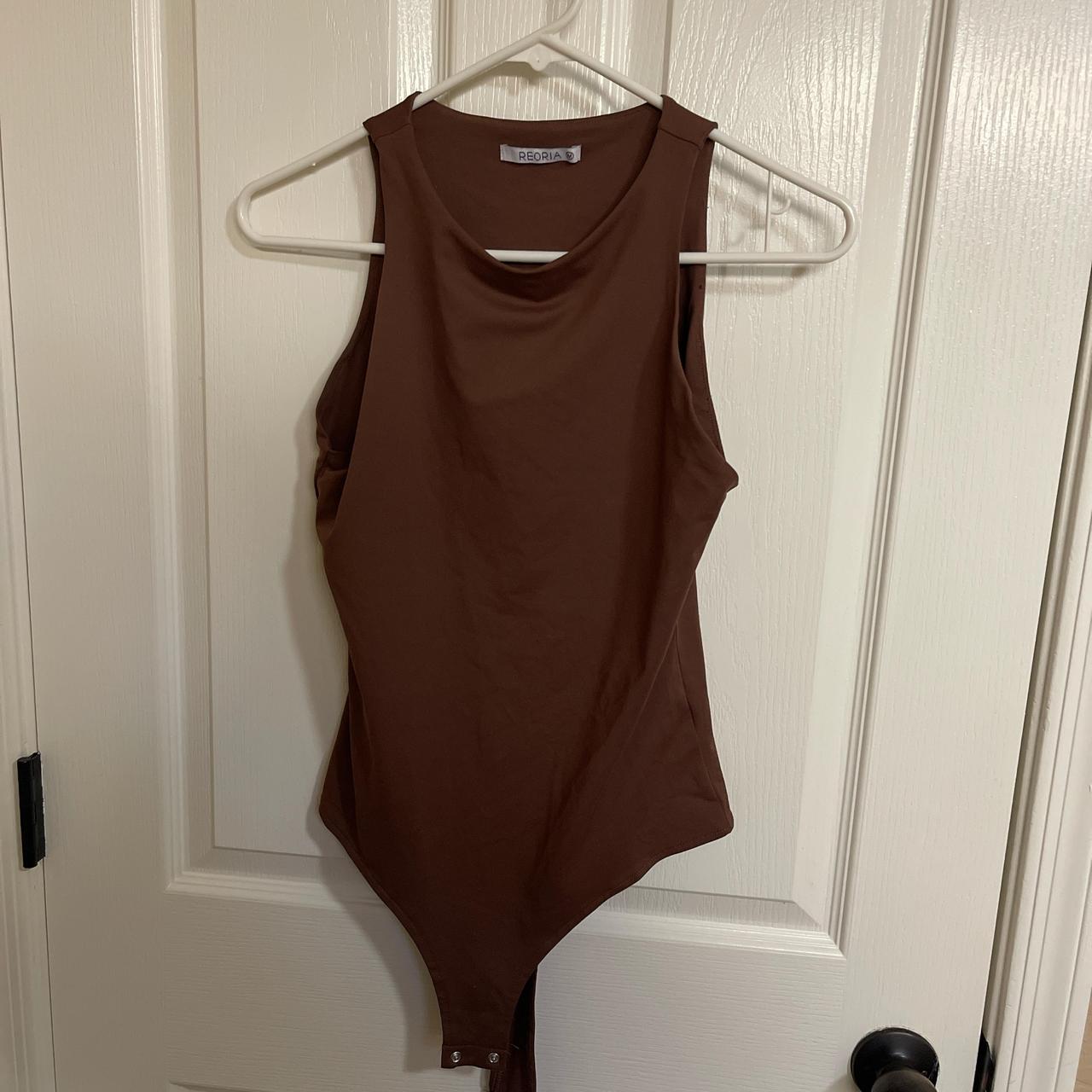 Brown bodysuit with adjustable straps #bodysuit - Depop