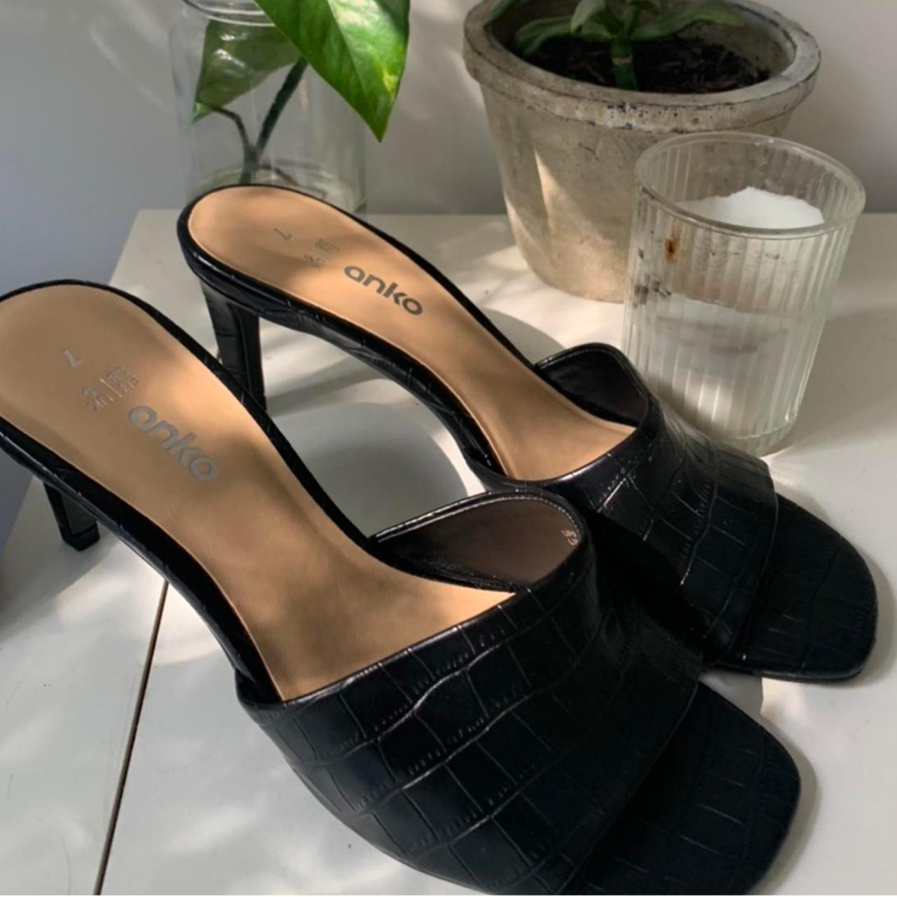 Anko kitten heal mules. Black faux crocodile. Size... - Depop