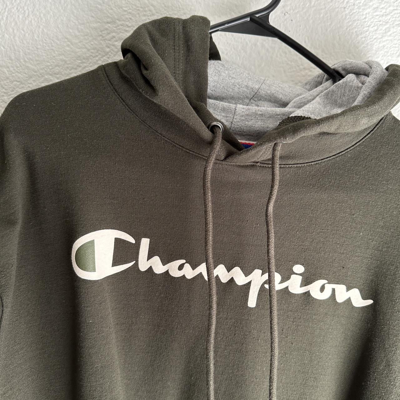 Champion olive green hoodie. Men's L tts | Depop