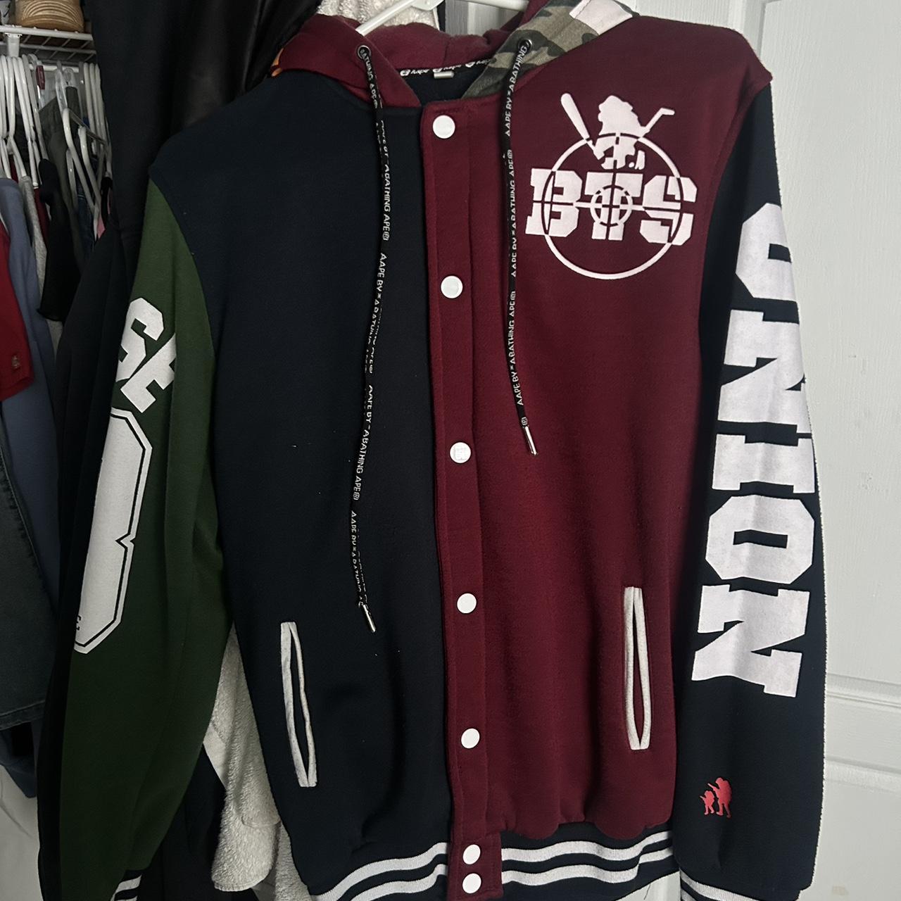 BTS x Aeropostale varsity jacket - black and... - Depop