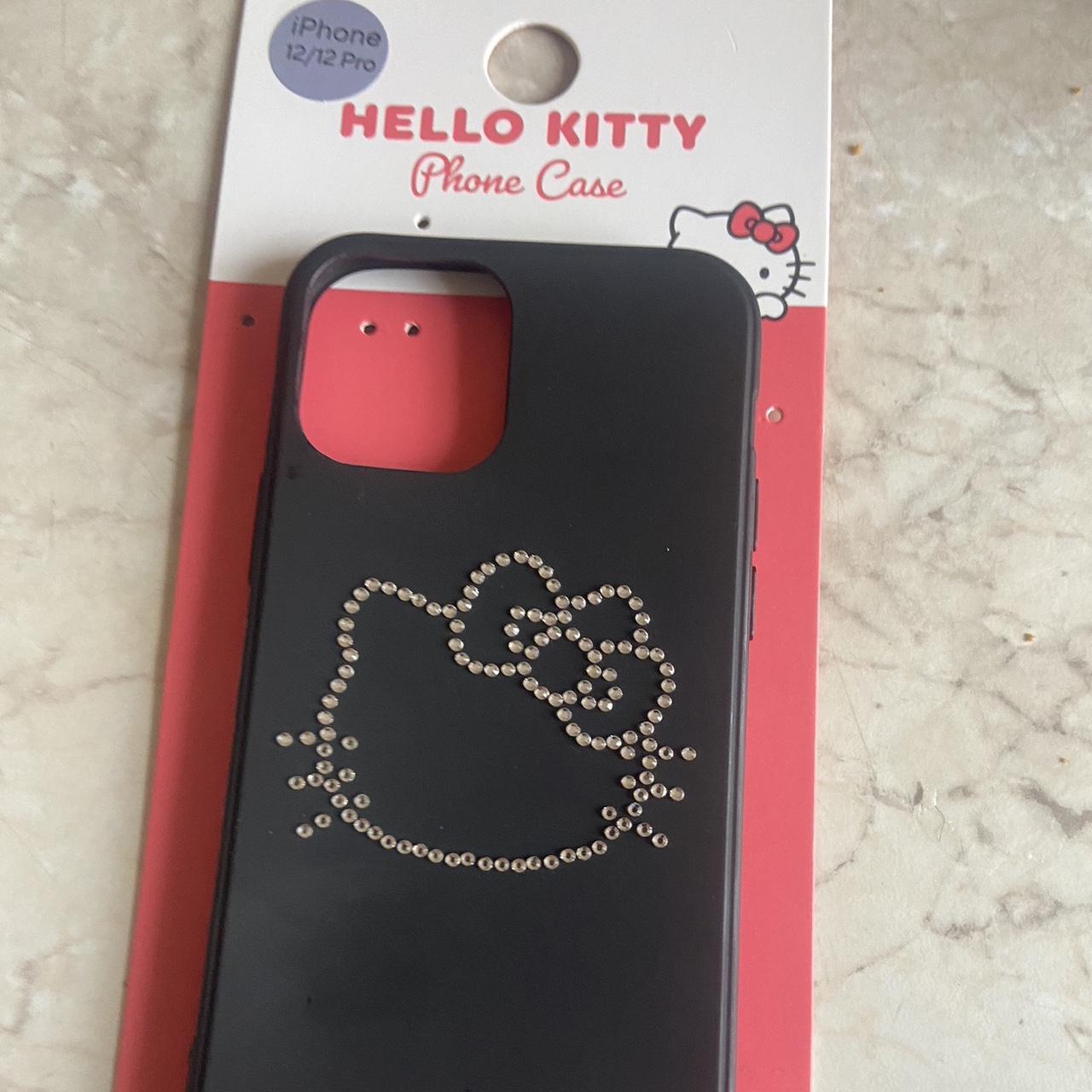 Rhine stone black hello kitty I phone 12 phone case... - Depop