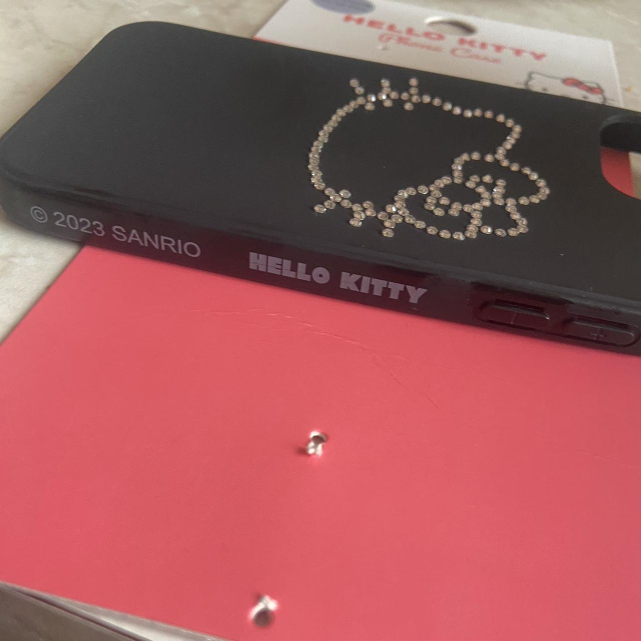 Rhine stone black hello kitty I phone 12 phone case... - Depop