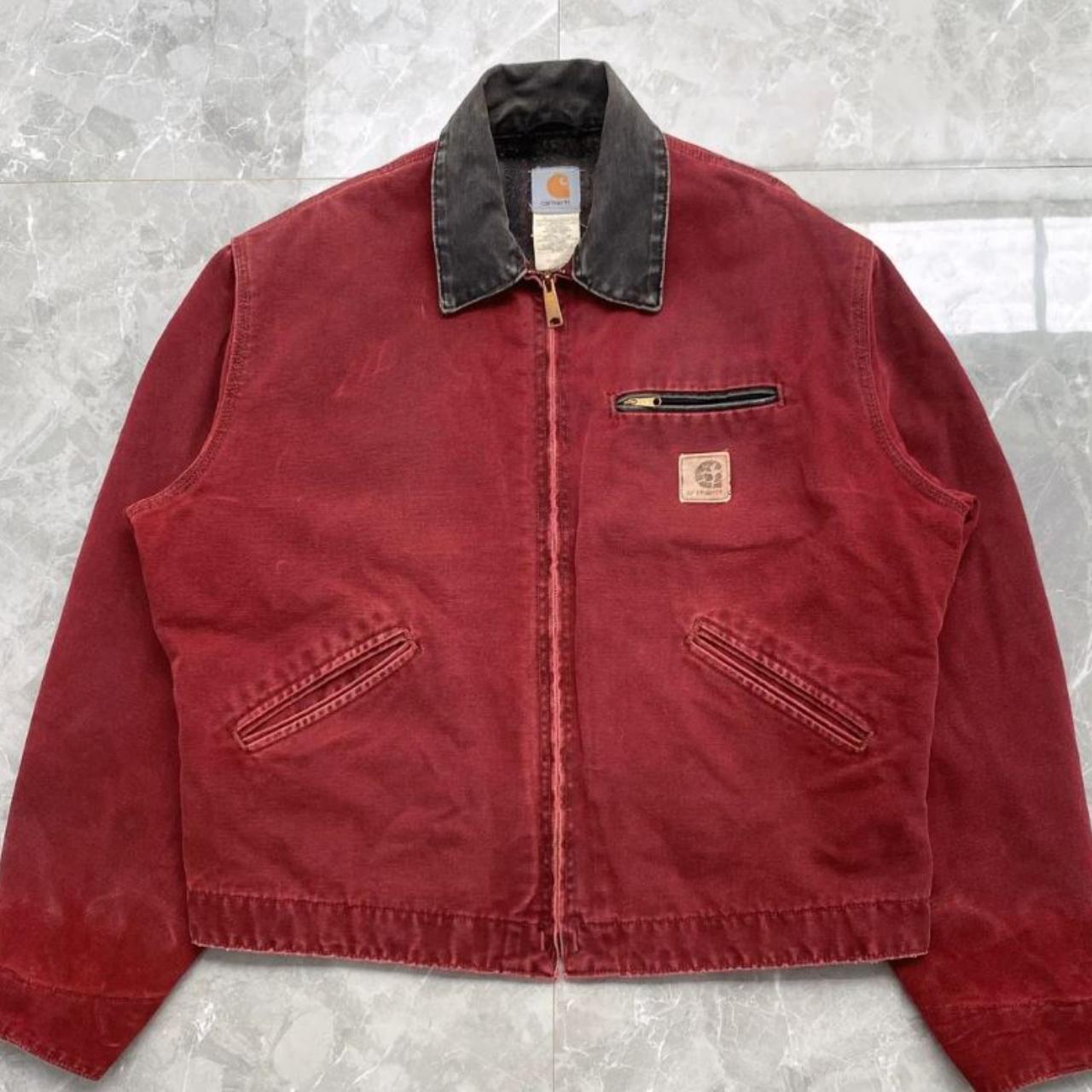 Faded Red Crimson Vintage Carhartt Detroit Jacket... - Depop