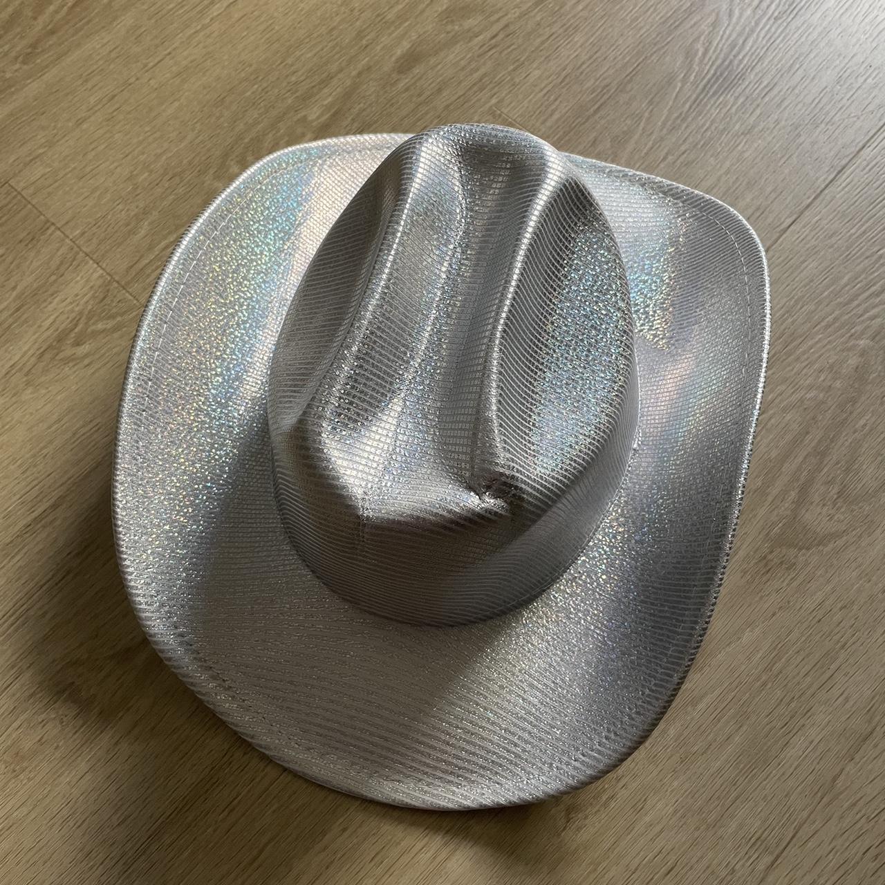 Silver colored glitter Cowboy hat Adult size - Depop