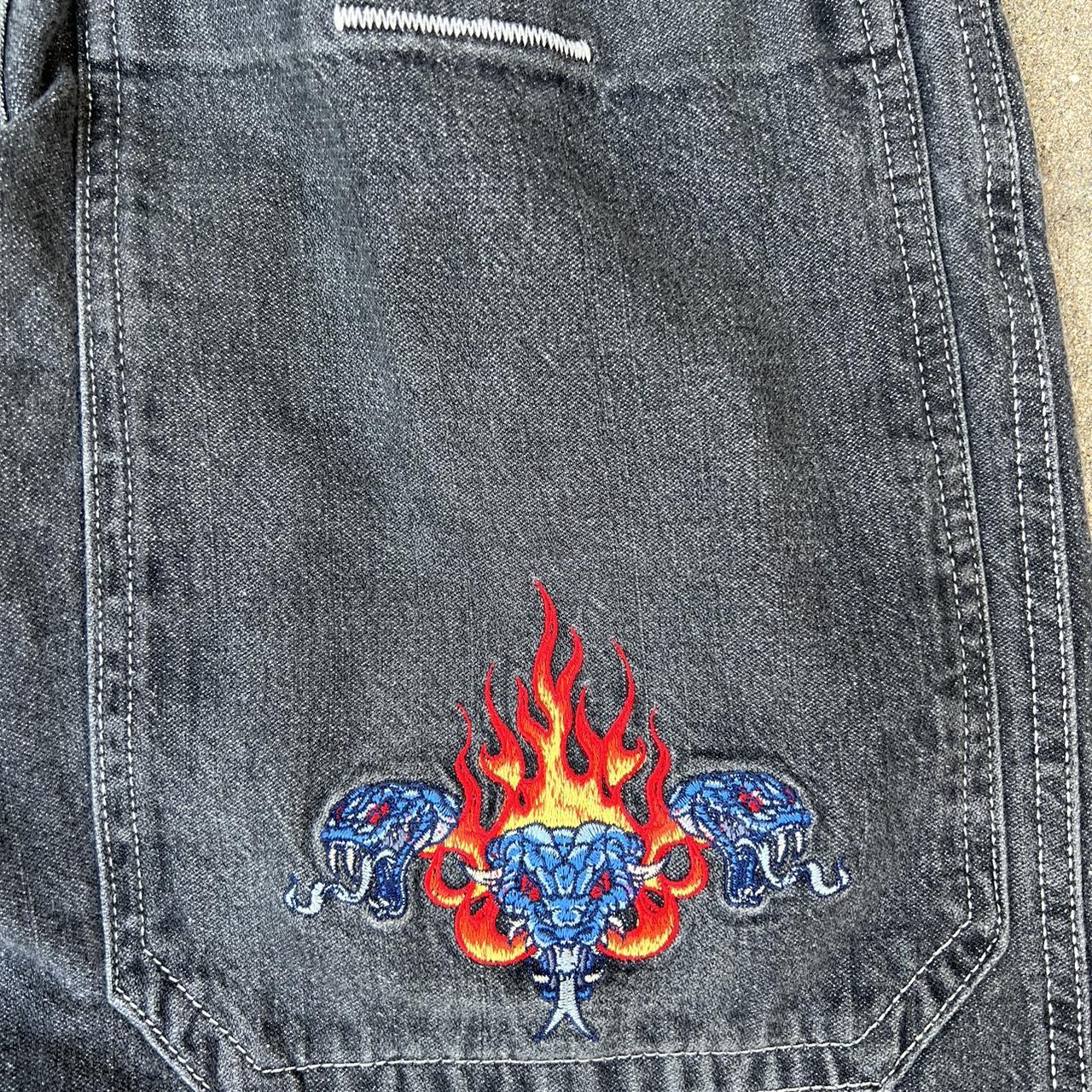 RARE Flame Snakes Black Tribal JNCOs 32x32 Perfect... - Depop