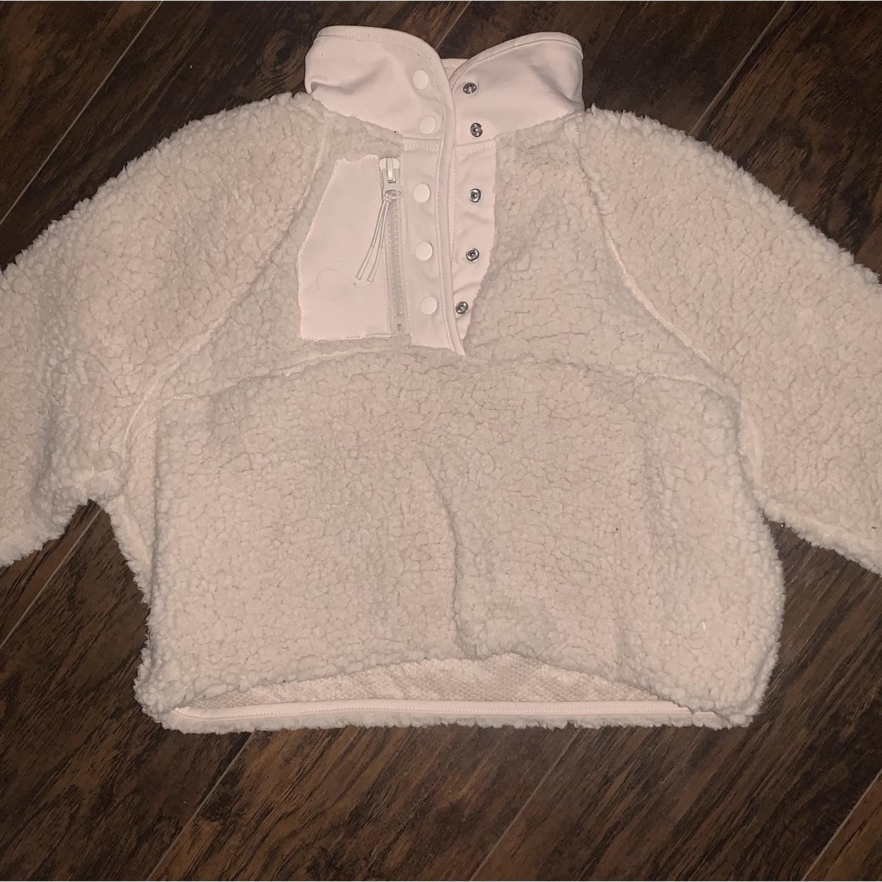 Cream colored quarter button cropped sherpa SIZE... - Depop