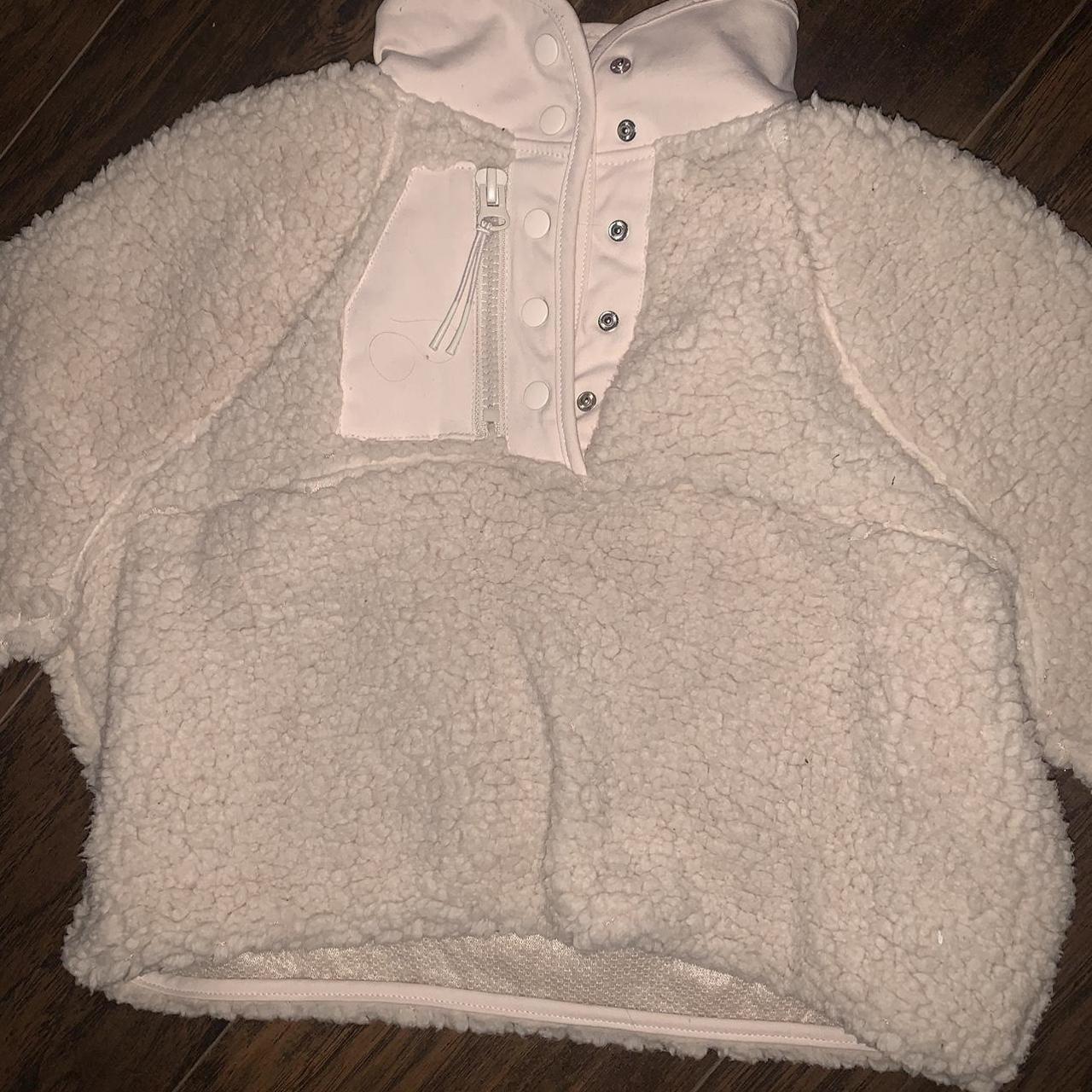 Cream colored quarter button cropped sherpa SIZE... - Depop