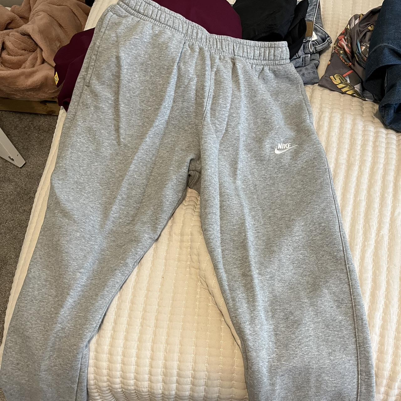 GREY NIKE SWEATS - cut off ankles, normal length... - Depop