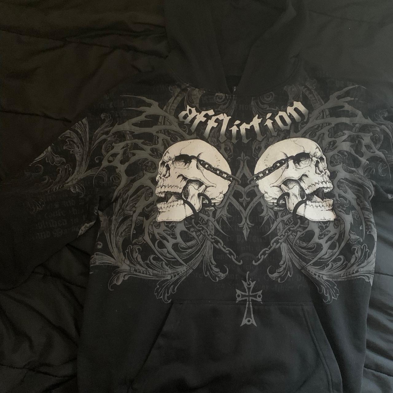 Affliction skulls hoodie #skulls | Depop