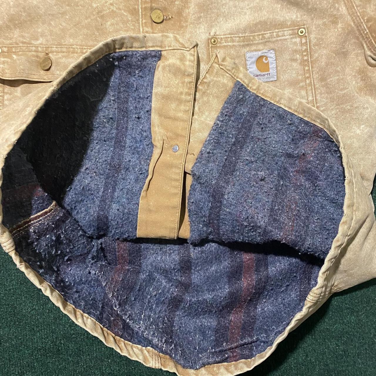 Vintage Faded Carhartt work jacket Flanel... - Depop