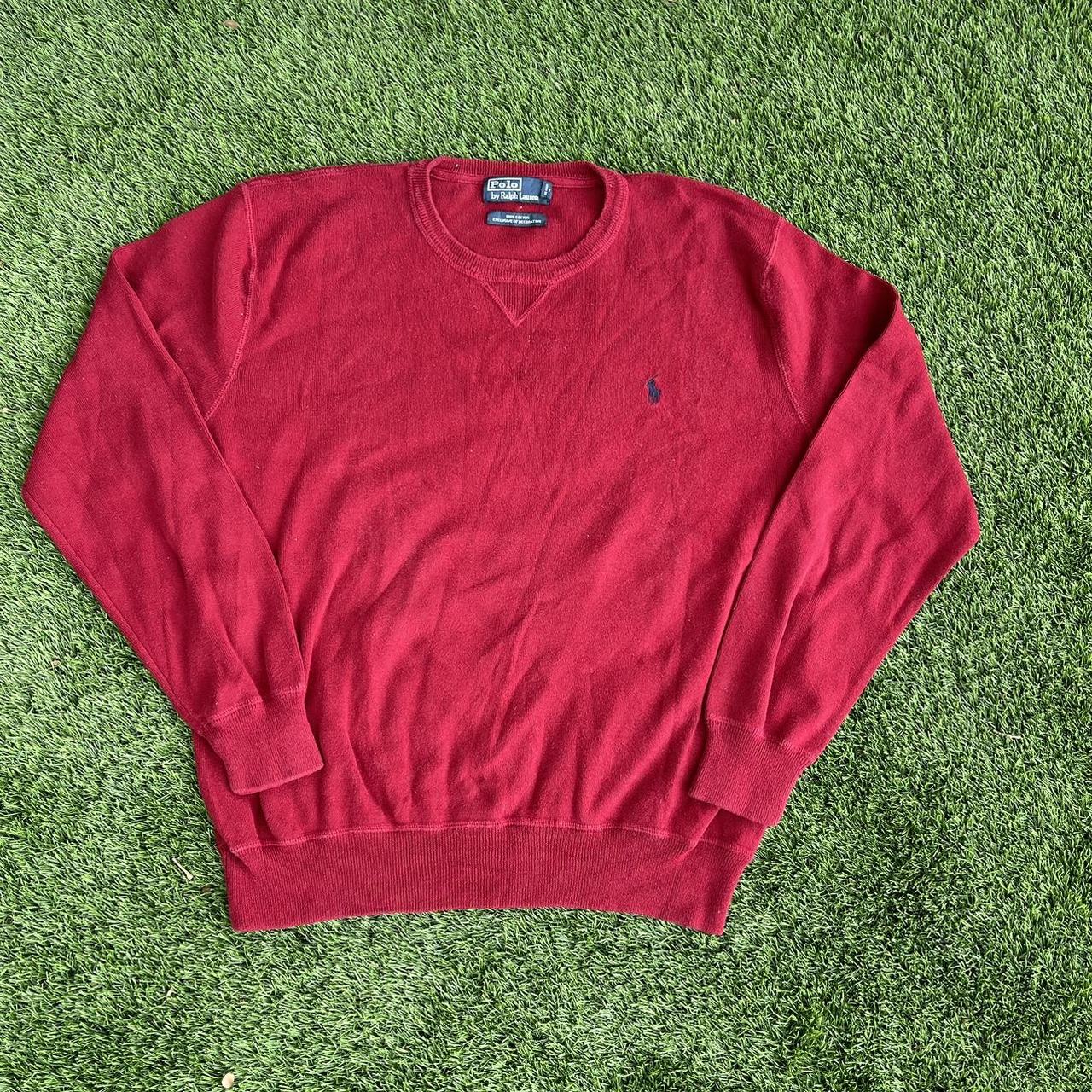red polo sweater dm for measurements or questions... - Depop