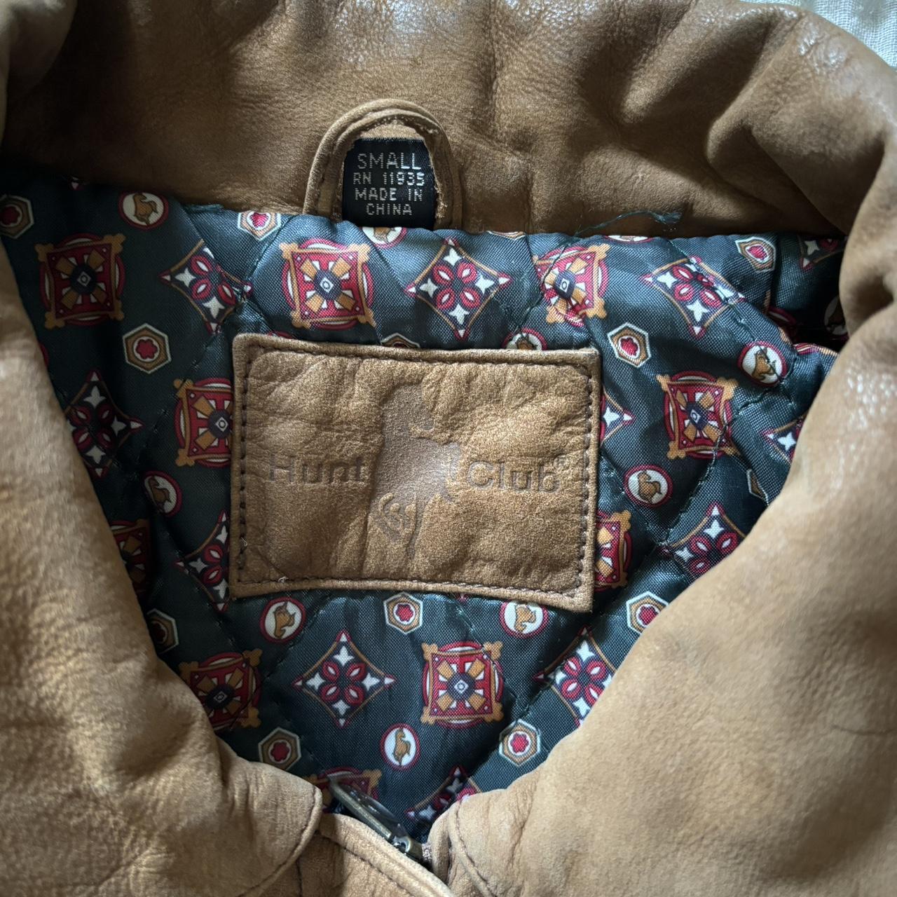 vintage Hunt Club brown leather bomber jacket Size:... - Depop