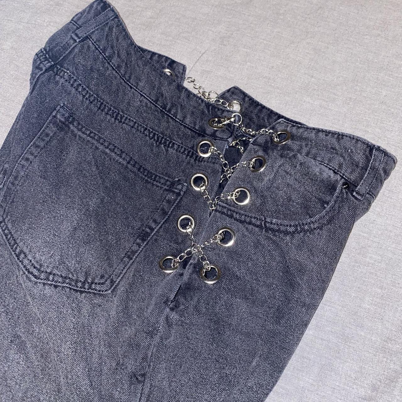 forever 21 chain denim black straight leg... - Depop
