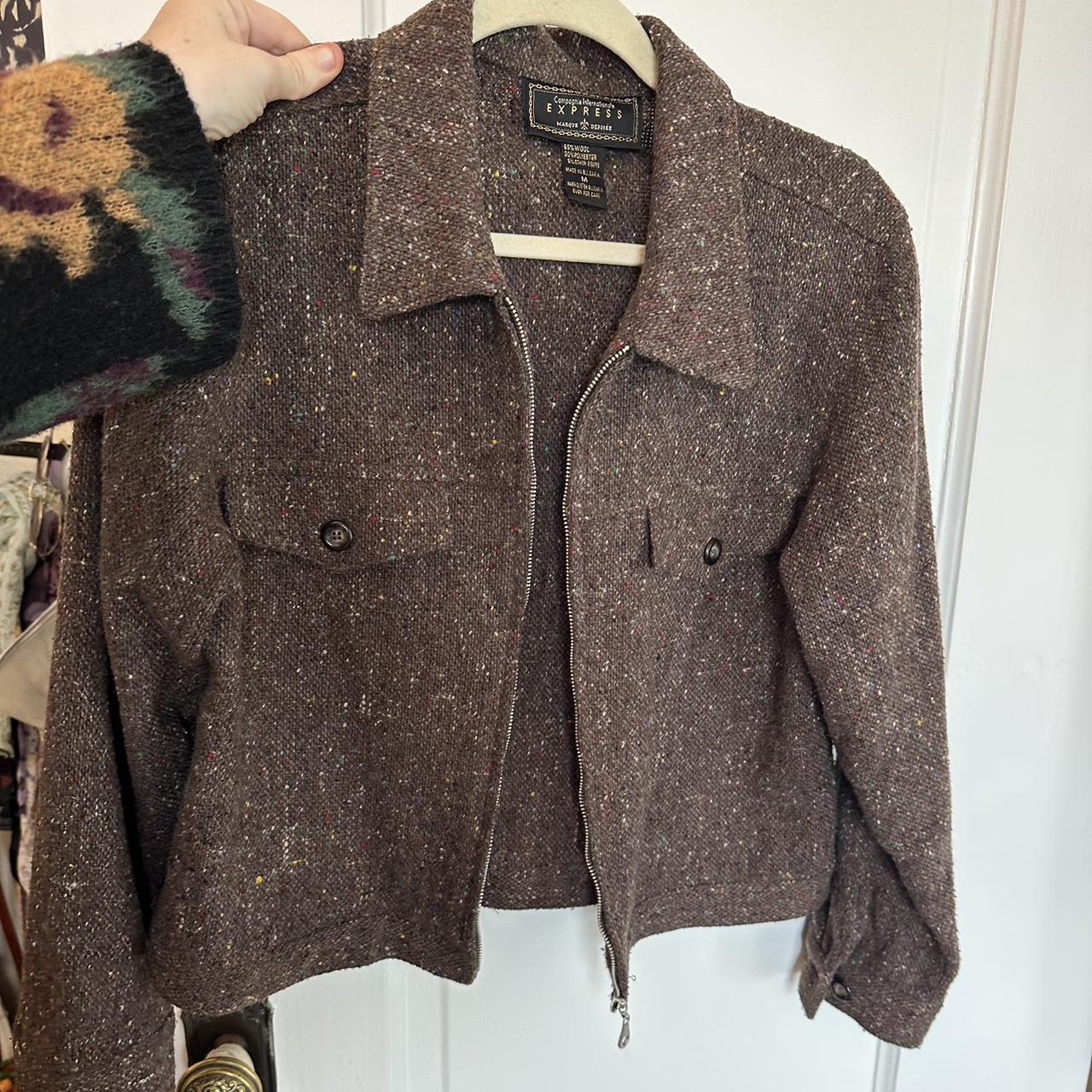 Vintage express wool zip up jacket! Beautiful brown... - Depop