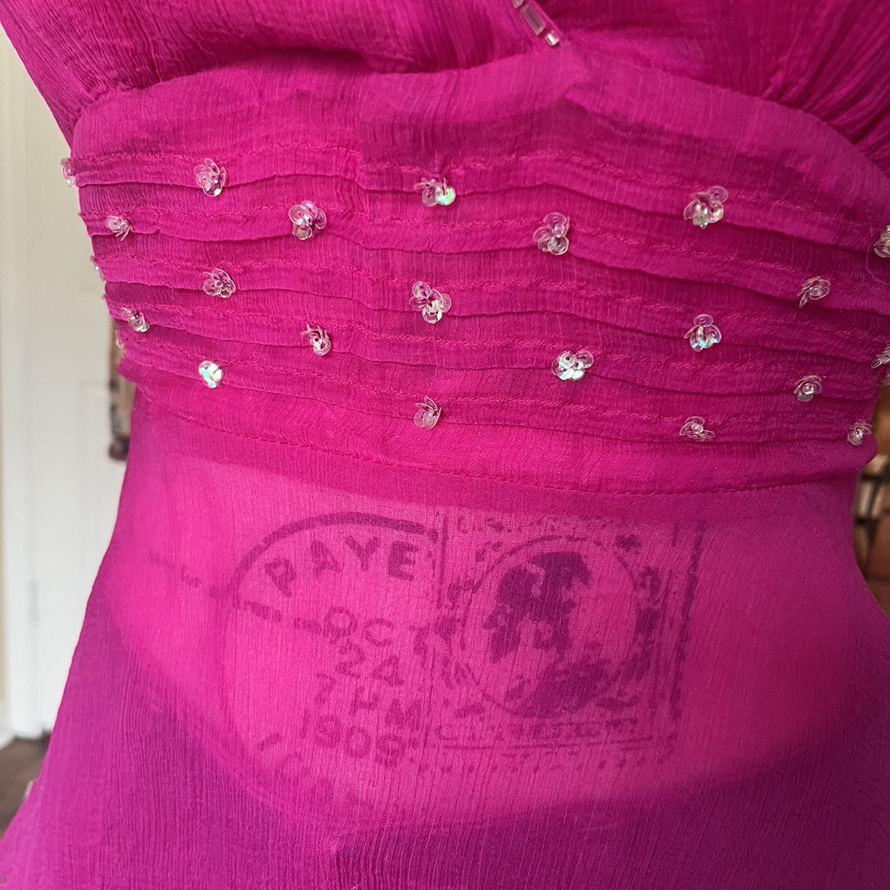 The cutest magenta/dark pink Y2K fairy mesh beaded... | Depop