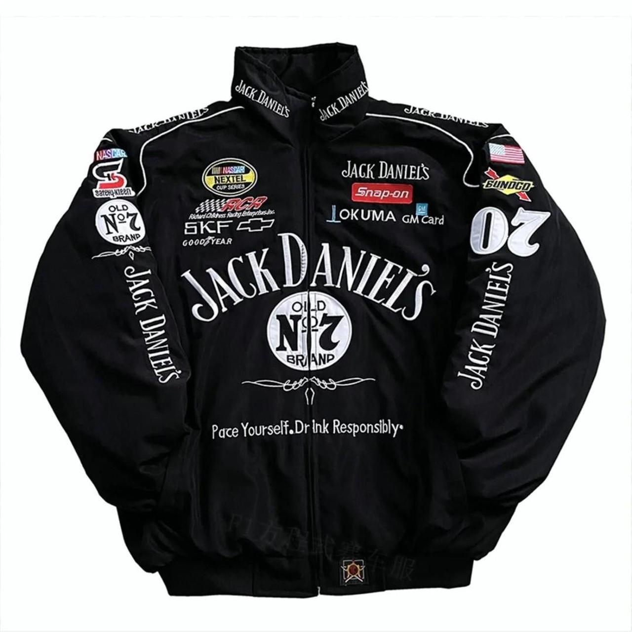 NASCAR Jack Daniels EMBROIDERED F1 RACING BOMBER... - Depop