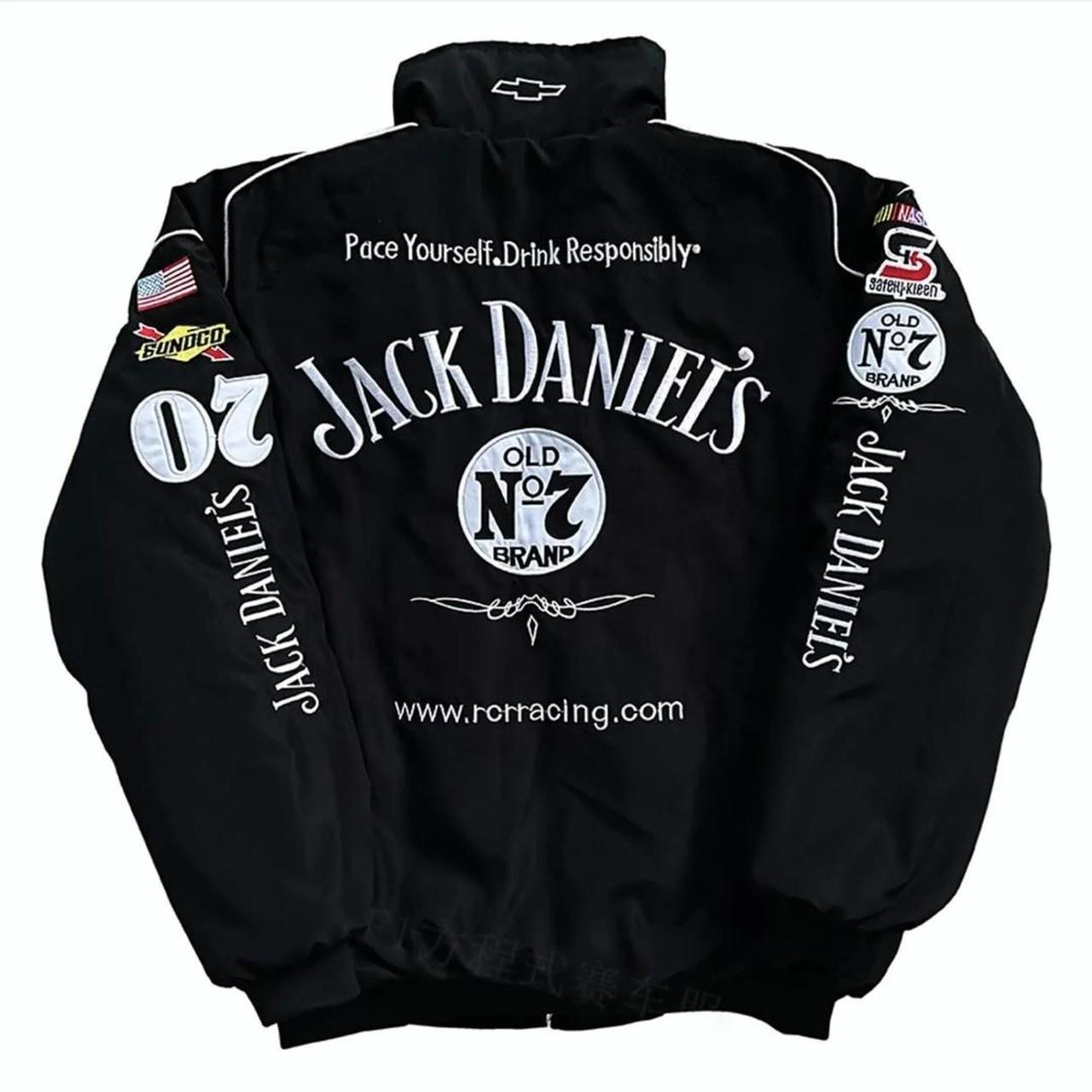 NASCAR Jack Daniels EMBROIDERED F1 RACING BOMBER... - Depop