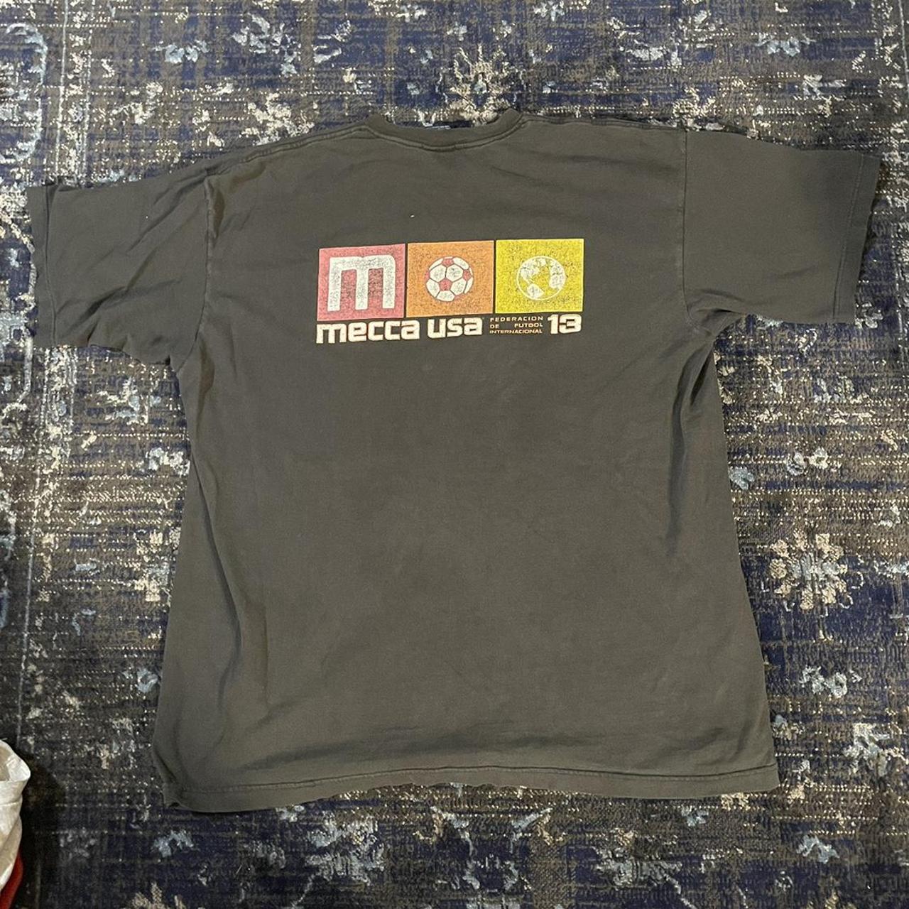 90s mecca made in usa soccer tee couple of bleach... - Depop