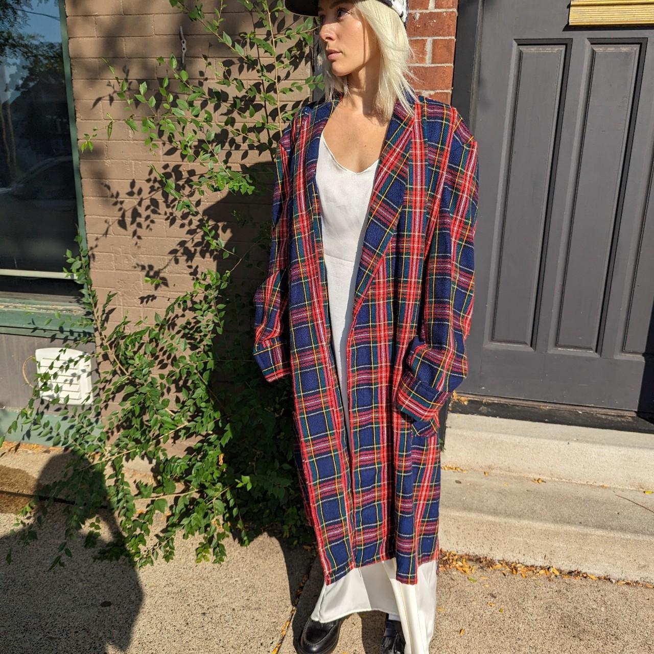 Plaid duster with tie - Depop