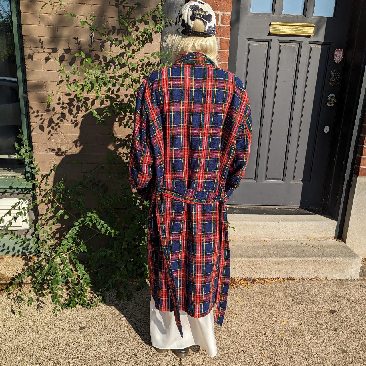 Plaid duster with tie - Depop