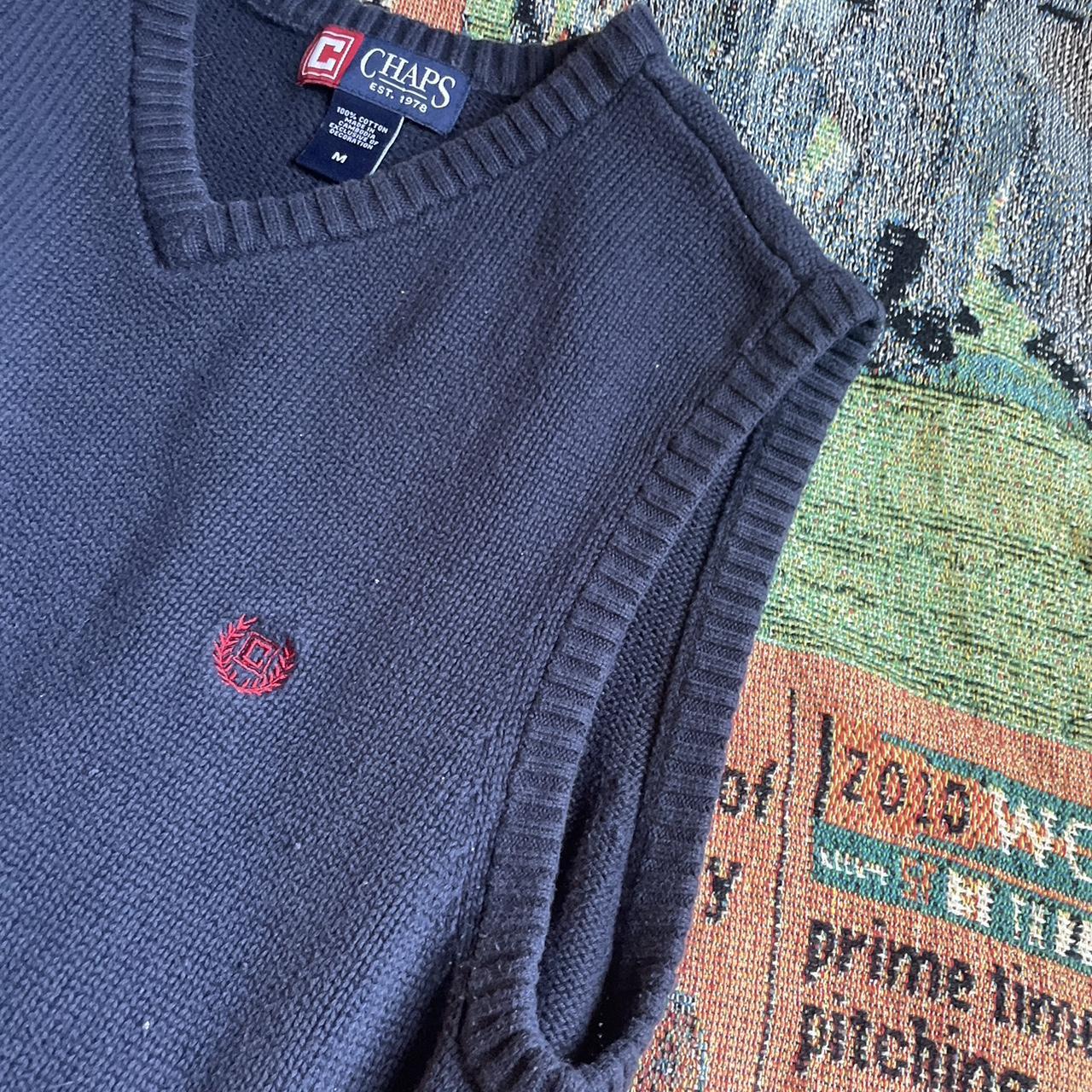 navy blue chaps sweater vest in great condition, no... - Depop