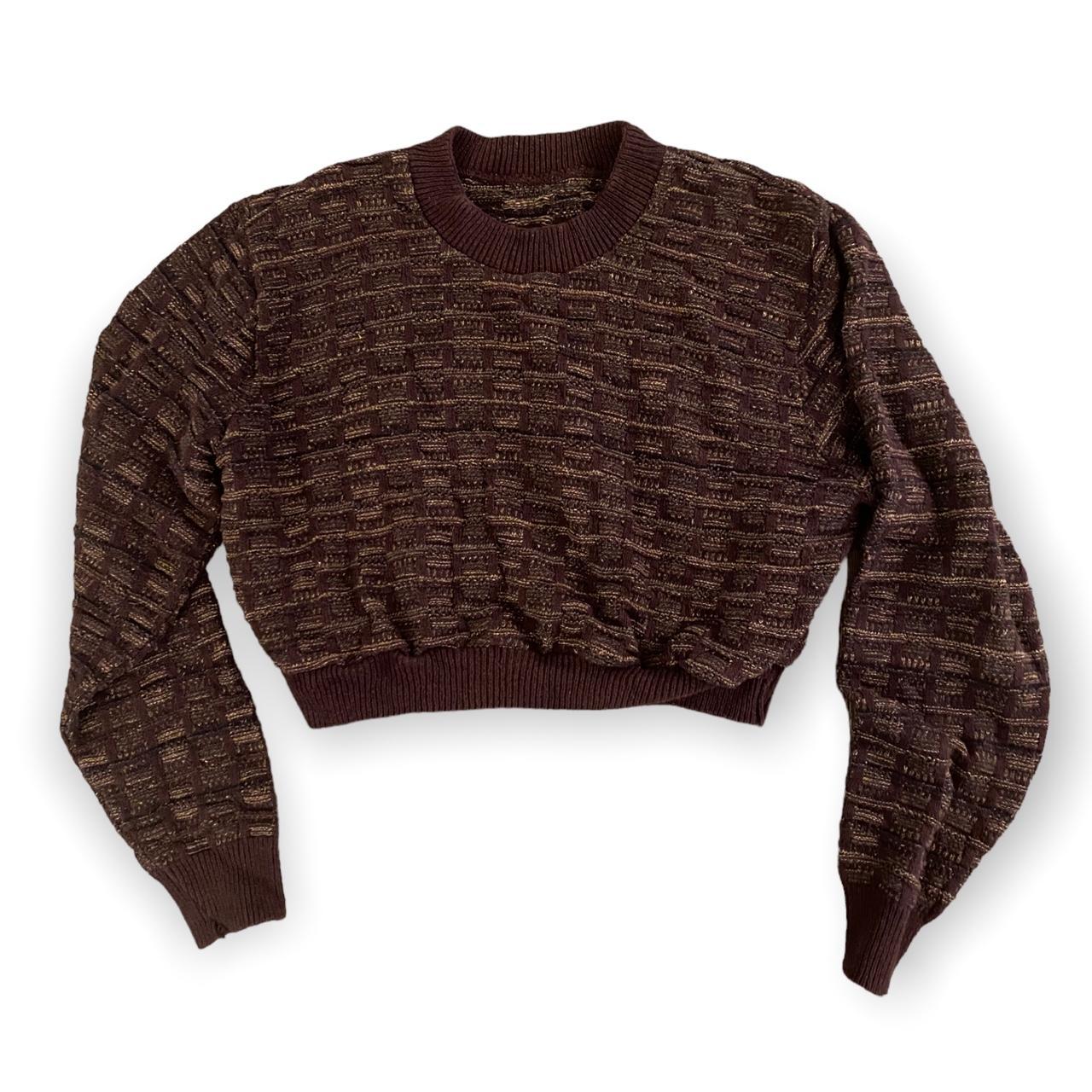 gorgeous brown / burgundy grandpa knit cropped and... - Depop