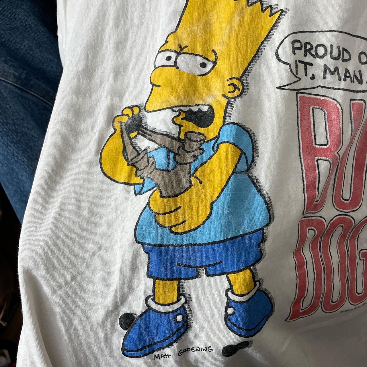 1990 Bart Simpson Bulldogs single stitch shirt Pit... - Depop