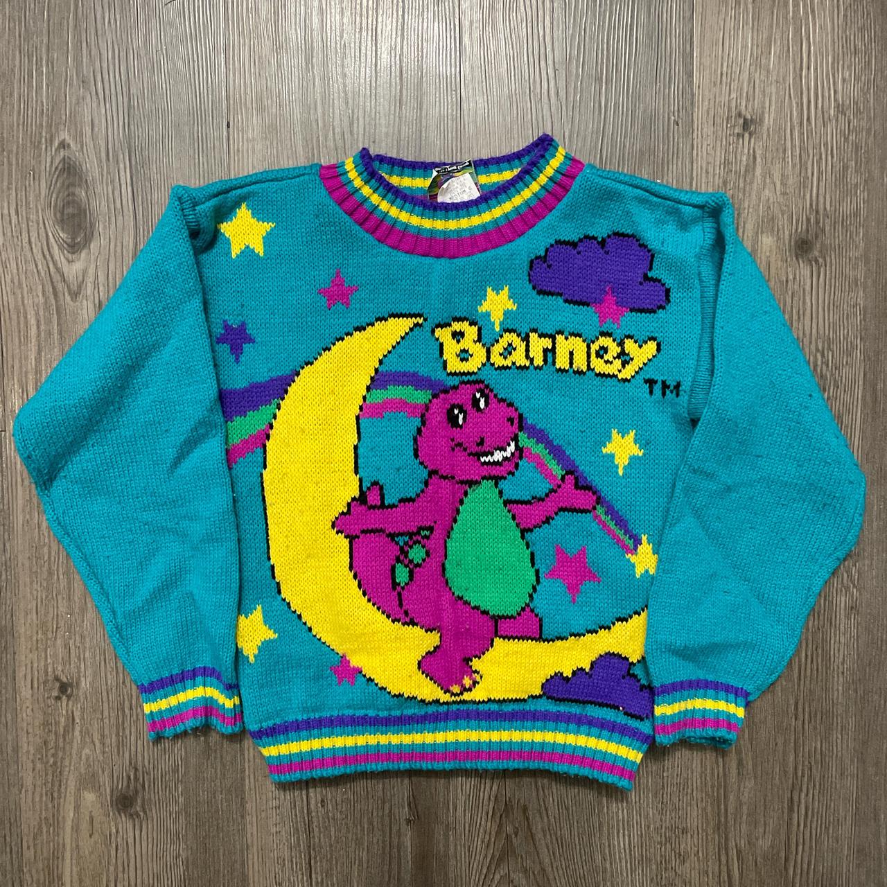 1992 vintage barney kids sweater pit to... - Depop