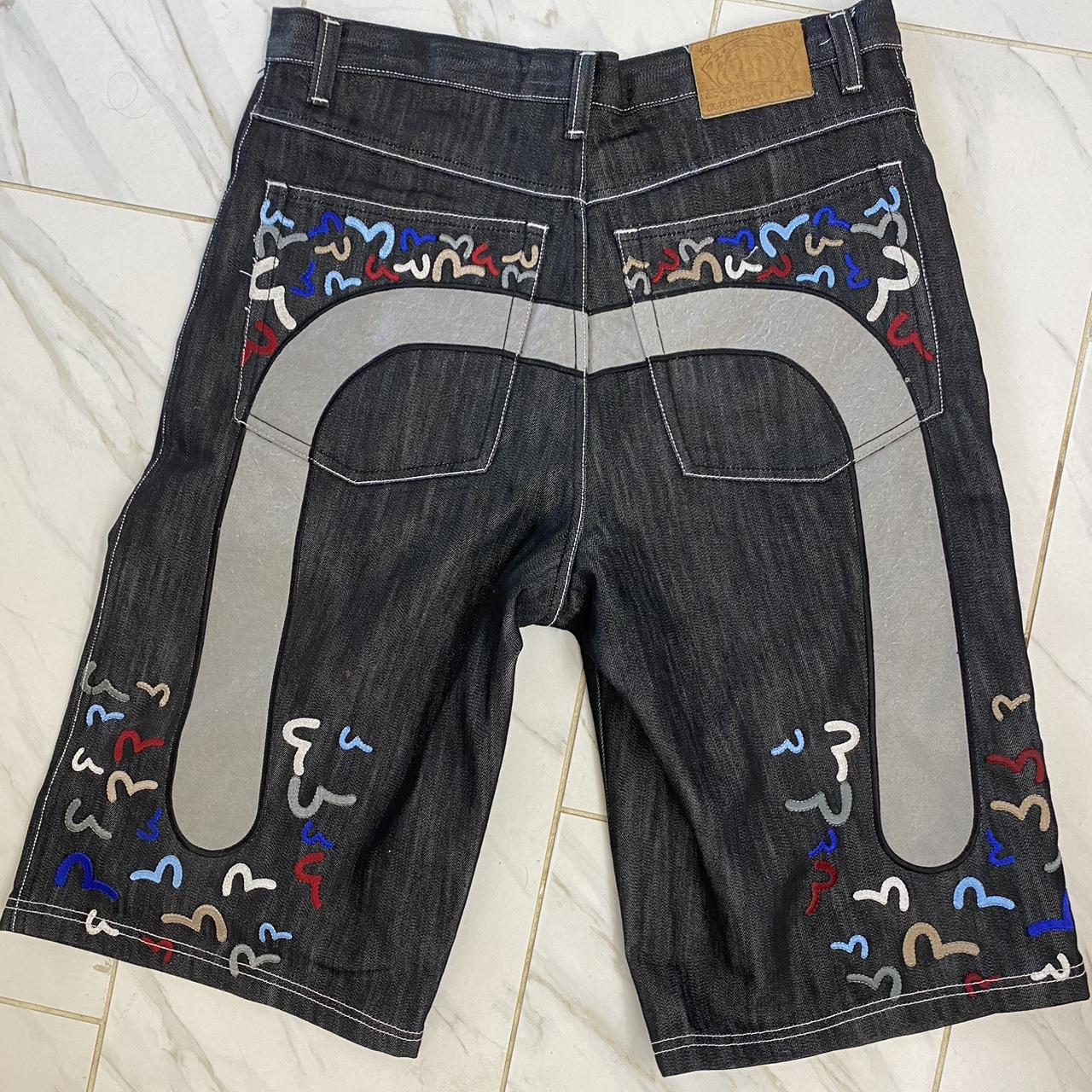 Black Evisu Jorts Size: 34 #evisu #evisujorts #y2k... - Depop