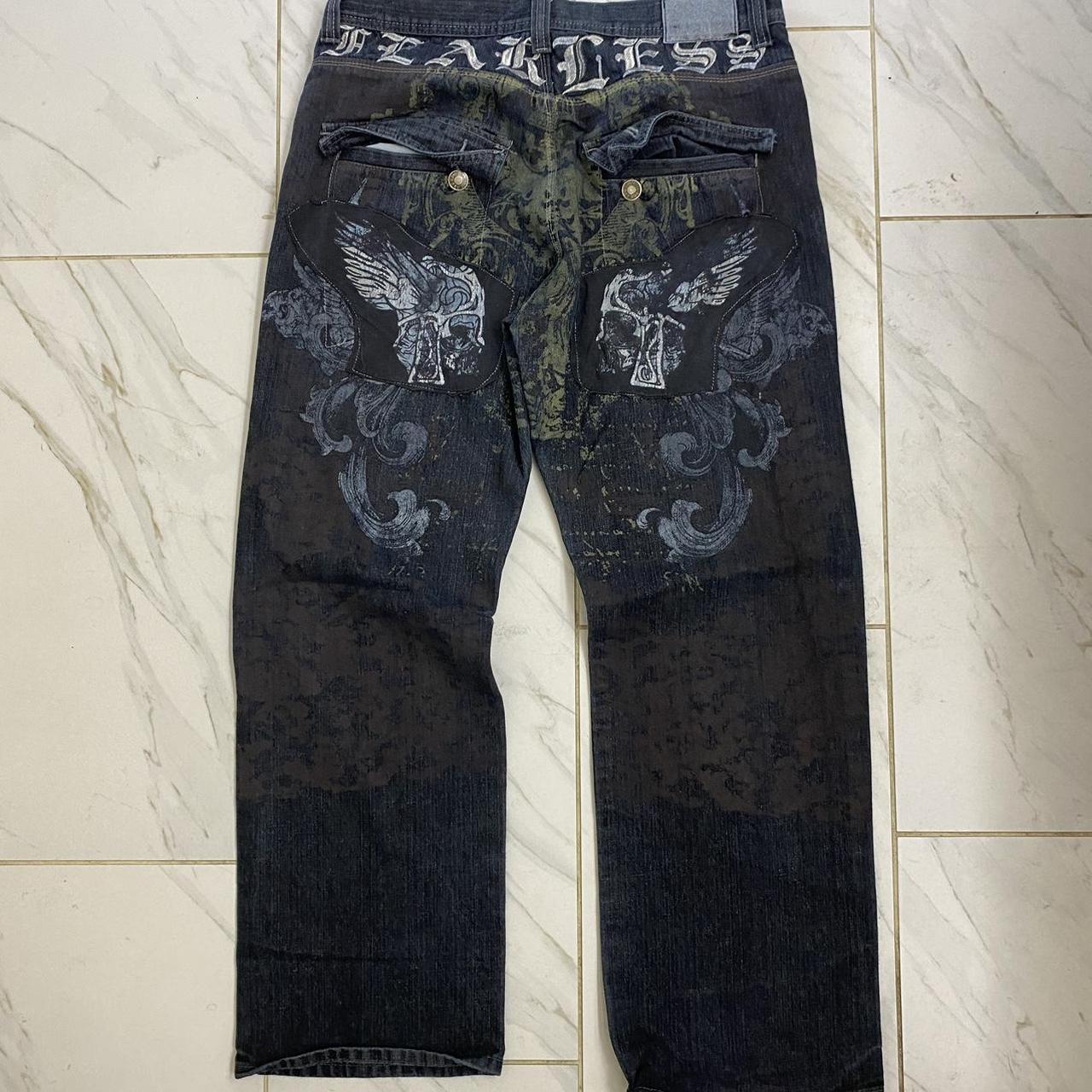 Crazy Y2K Jnco Soutpole Ed Hardy Grunge Emo Skulled... - Depop