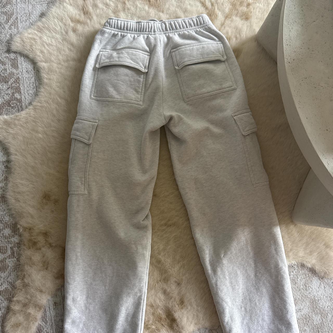 aritzia grey cargo sweatpants with drawstring size... - Depop