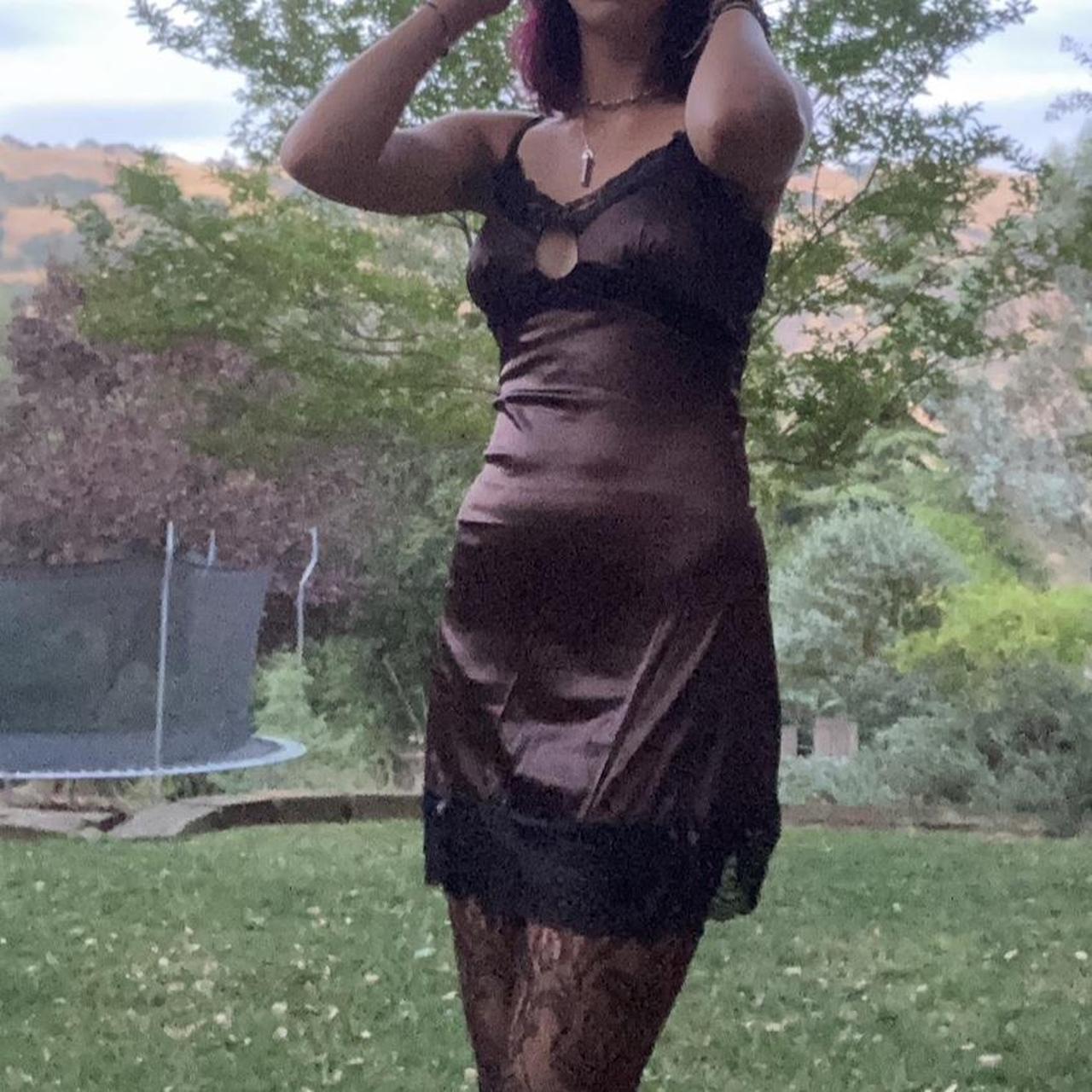 Brown lacy slip dress. From tunnel vision. Only worn... - Depop