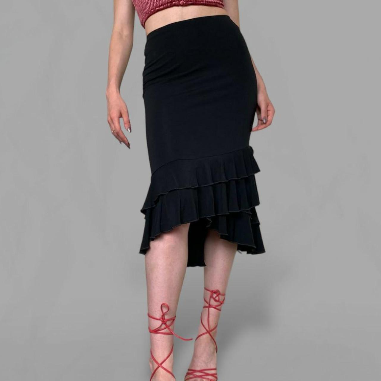 SPANISH STYLE BLACK RUFFLE MIDI SKIRT Flamenco... - Depop