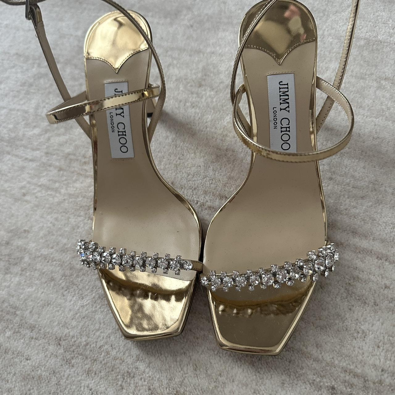 Jimmy Choo Gold Heels Never Worn Size 39 But Fit Depop