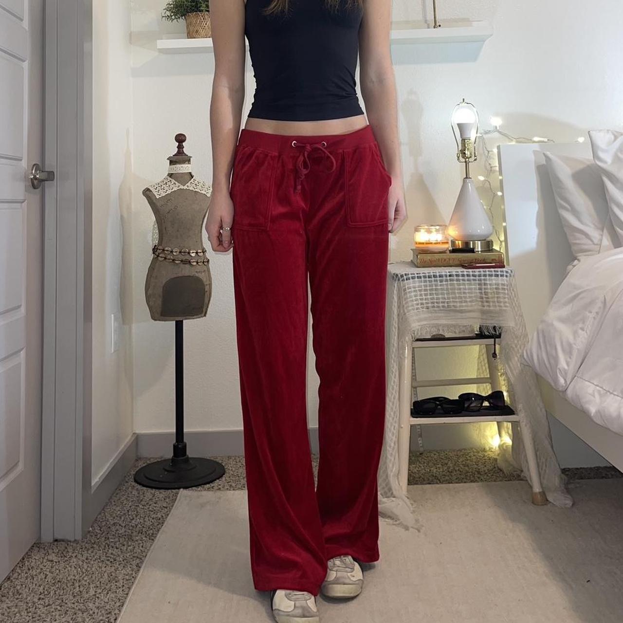 ♥️Soft Red Velvet Sweatpants ️Size- XL ️Shipping-... - Depop